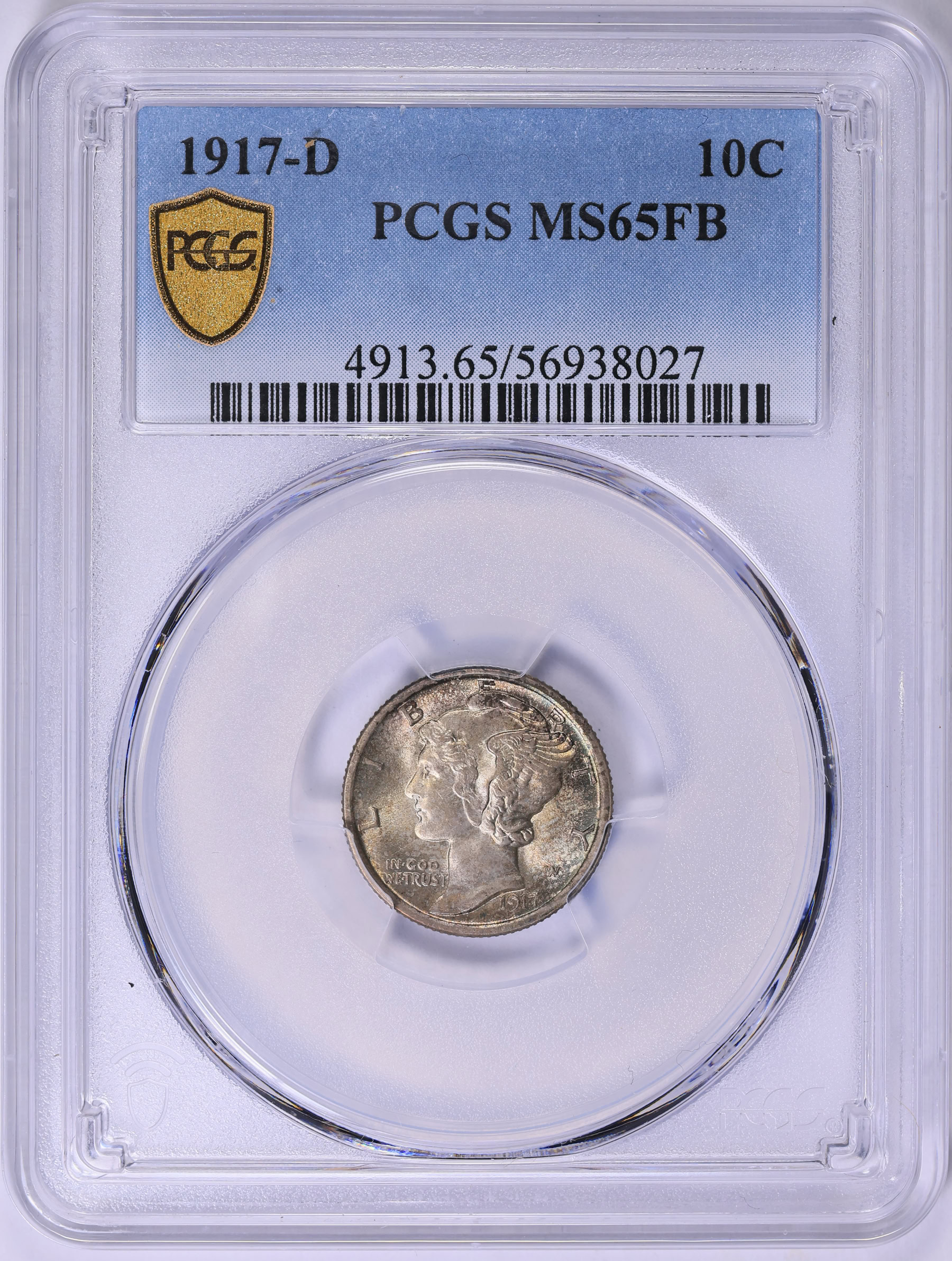 1917-D Mercury Dime PCGS MS-65 FB (Toned) (Item 1857915) | GreatCollections Coin Auctions
