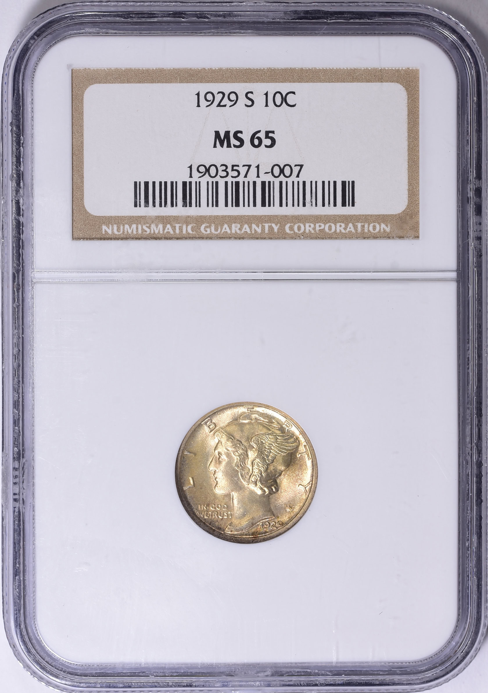 1929-S Mercury Dime NGC MS-65 (Toned) (Item 1858036) | GreatCollections ...