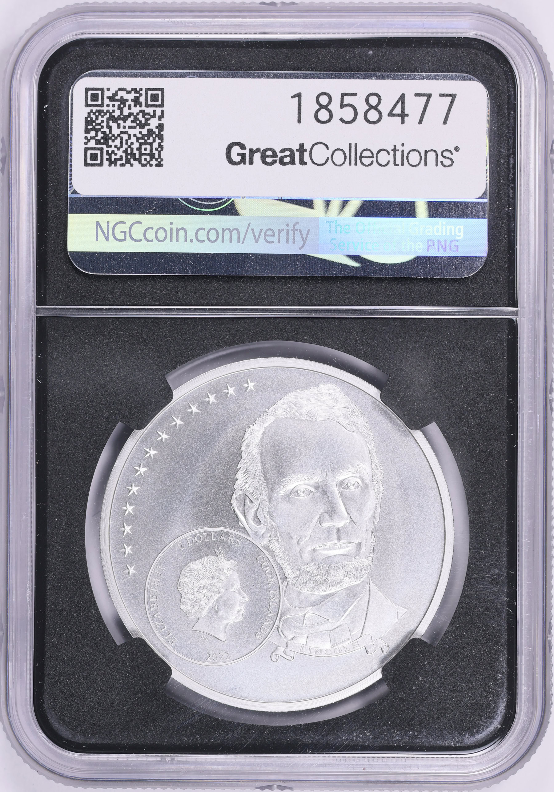 Cook Islands 2022 Silver $2 Telegraph Life of Lincoln KM-3235 NGC MS-70 ...