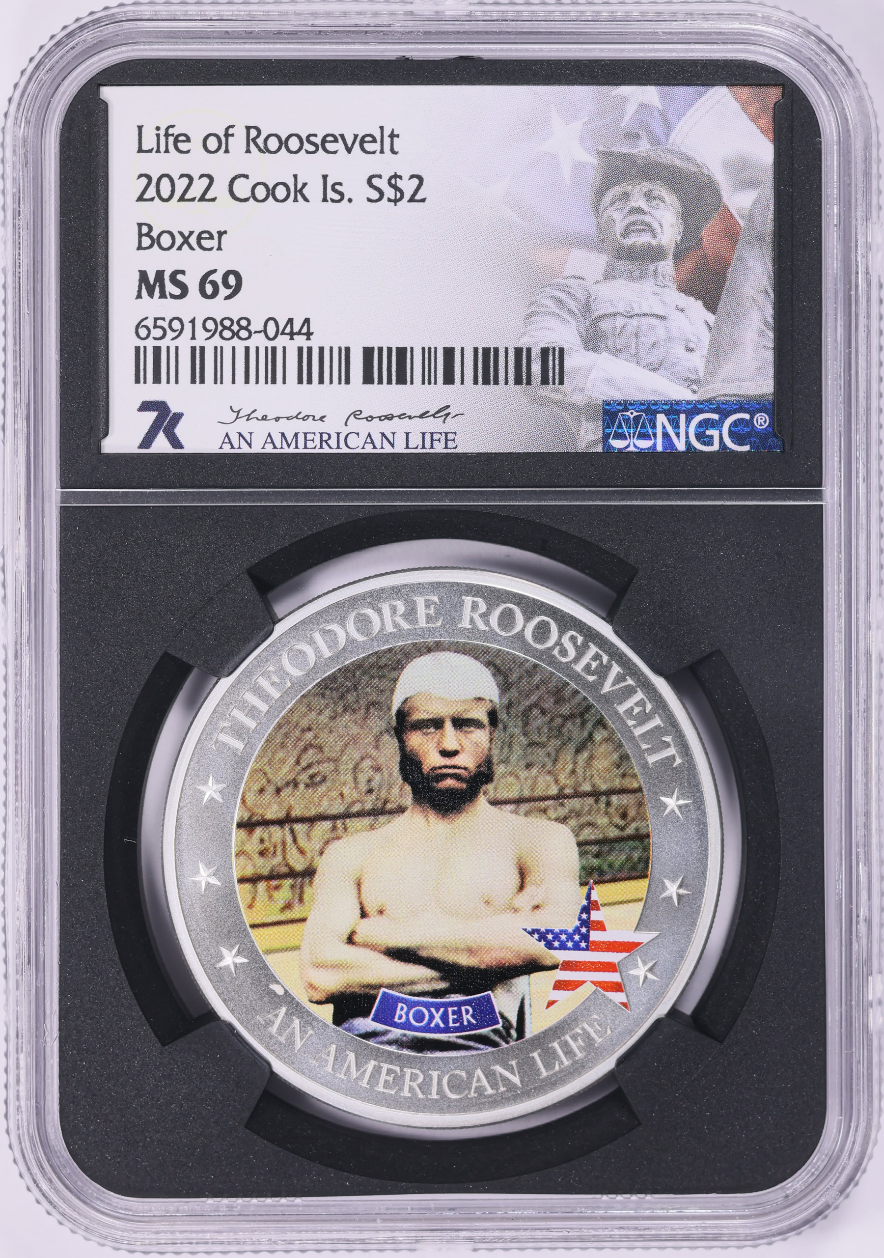 Cook Islands 2022 Silver $2 Life of Roosevelt Boxer NGC MS-69 (Black ...