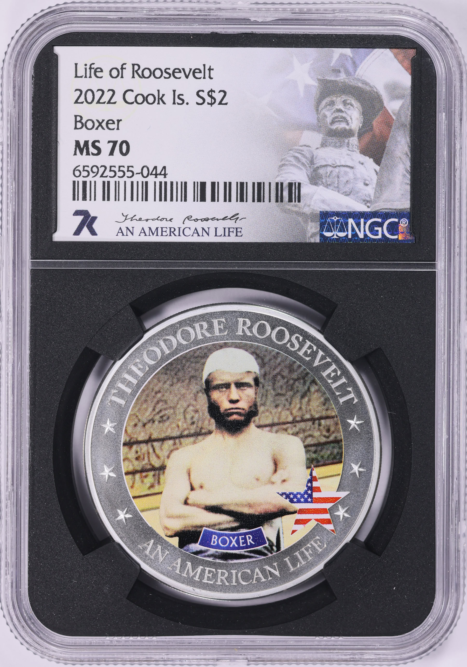Cook Islands 2022 Silver $2 Life of Roosevelt Boxer NGC MS-70 (Black ...