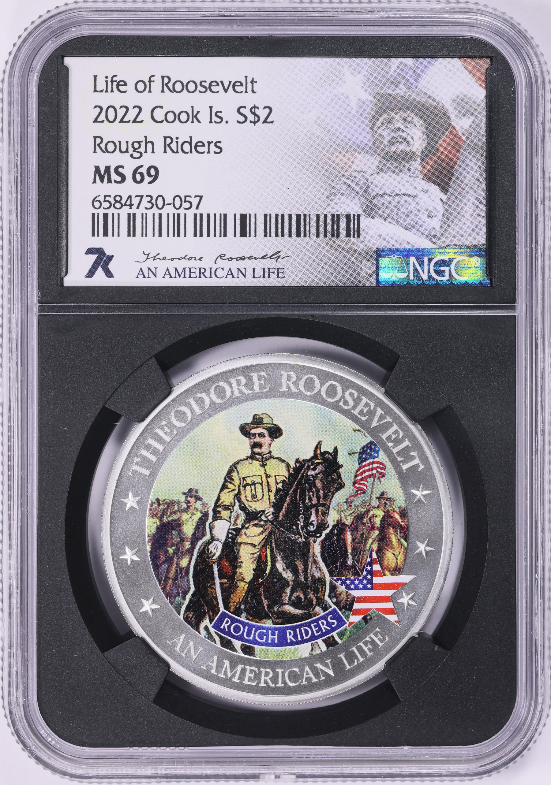 Cook Islands 2022 Silver $2 Life of Roosevelt Rough Riders NGC MS-69 ...