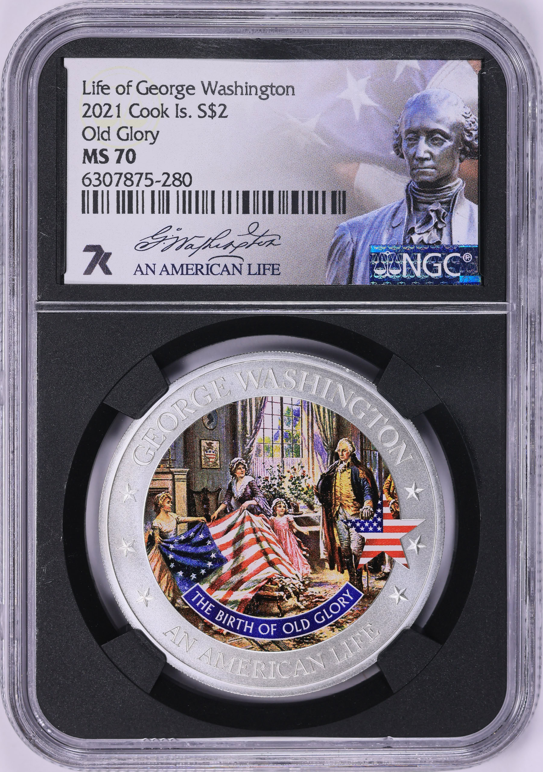 Cook Islands 2021 Silver $2 Life of George Washington Old Glory KM-3044 ...