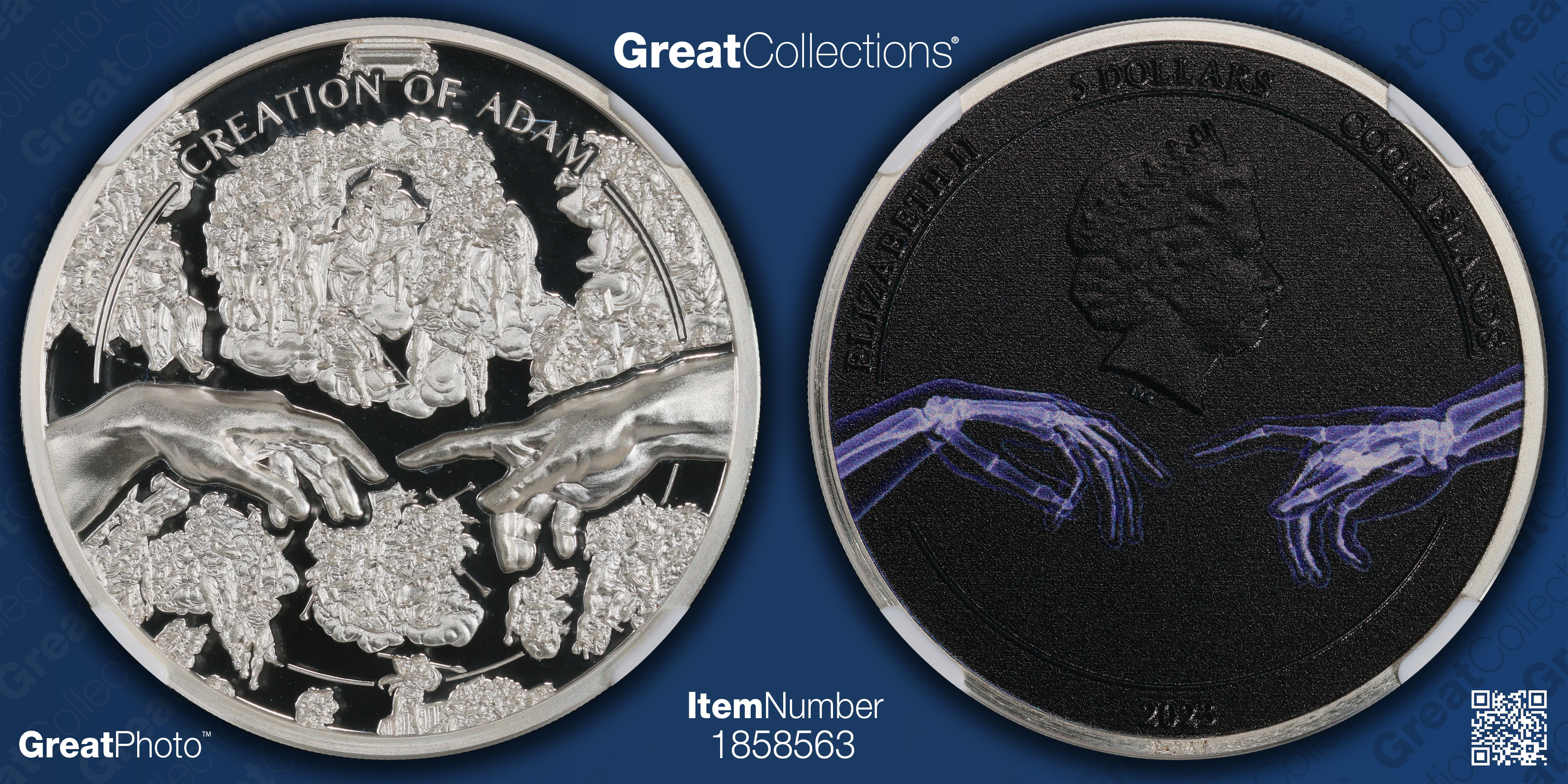 Cook Islands 2023 Silver $5 Creation of Adam - X-Ray KM-3359 NGC Proof ...