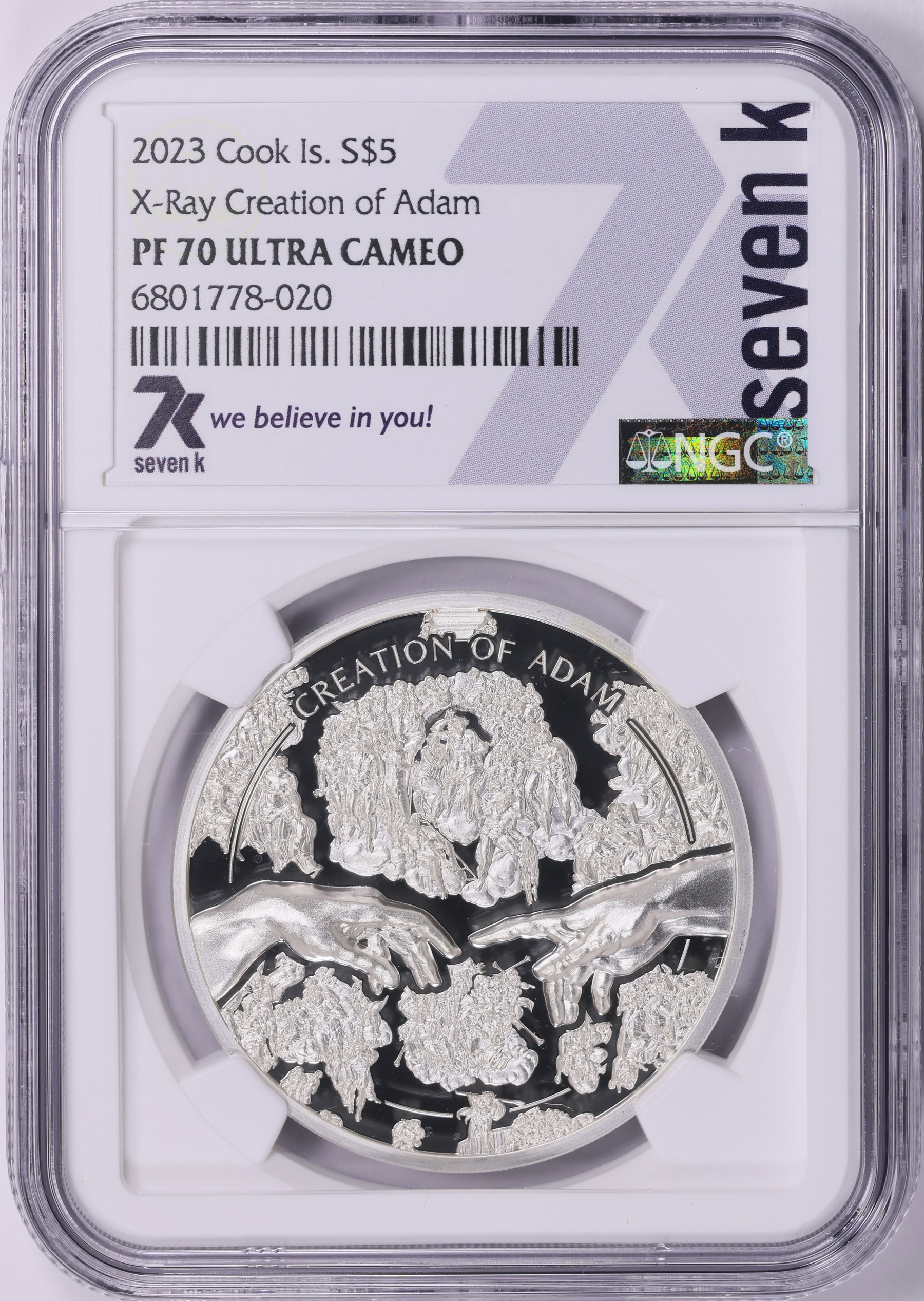Cook Islands 2023 Silver $5 Creation of Adam - X-Ray KM-3359 NGC Proof ...