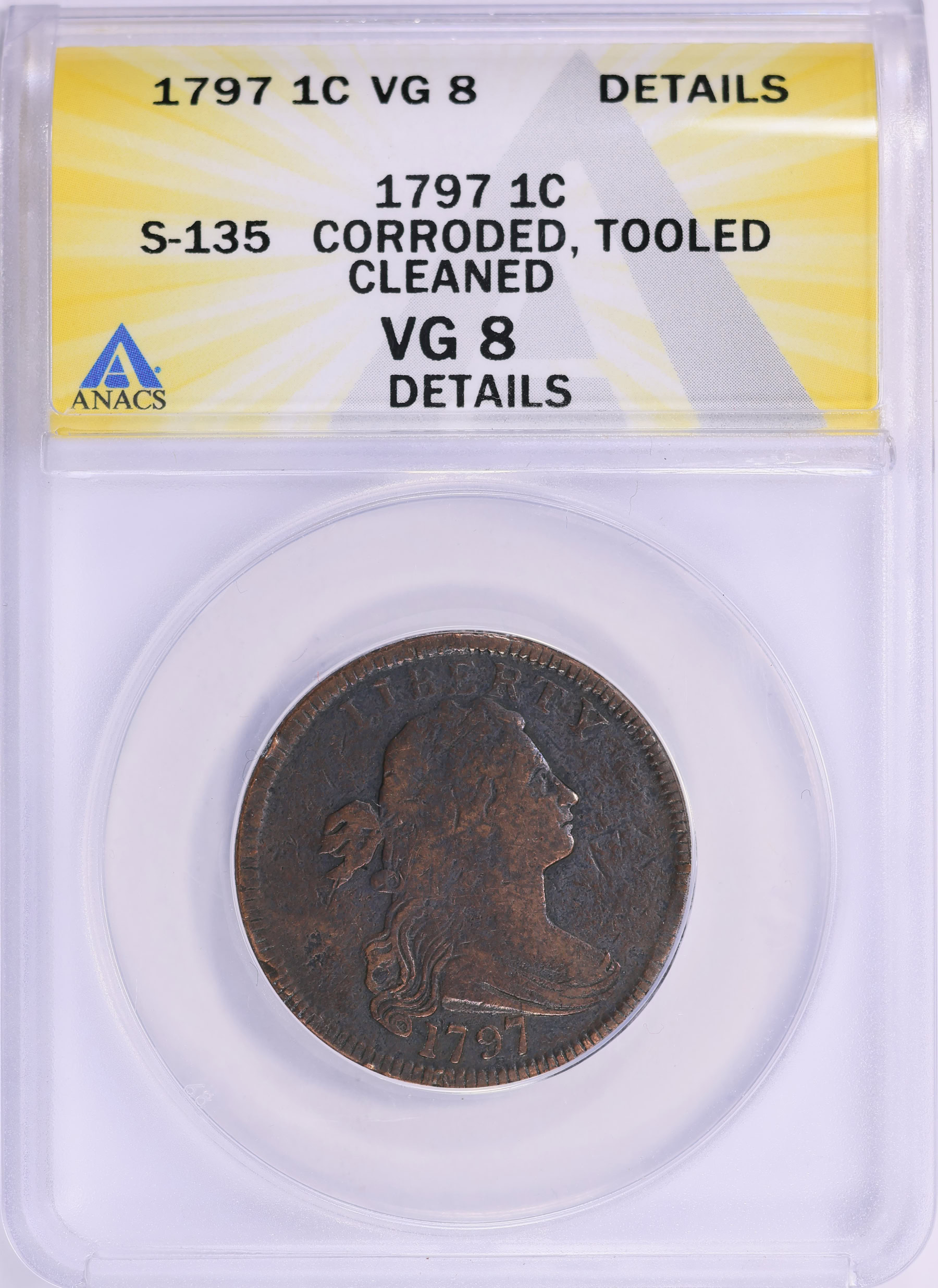 1797 Draped Bust Cent Sheldon 135 ANACS VG-08 Details (Item 1858621 ...