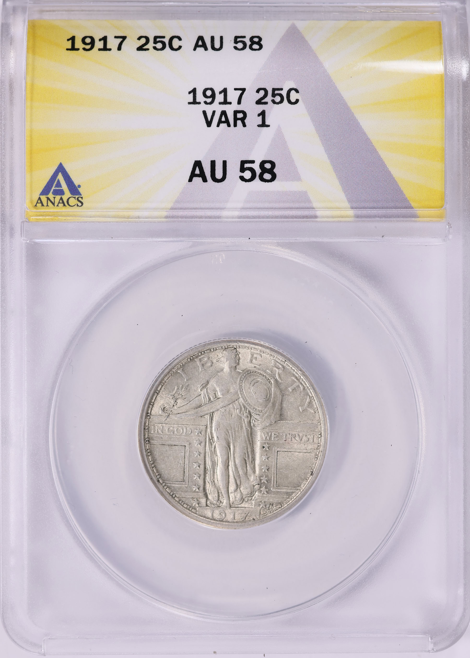 1917 Standing Liberty Quarter Type 1 ANACS AU-58 (Item 1858634) | GreatCollections Coin Auctions
