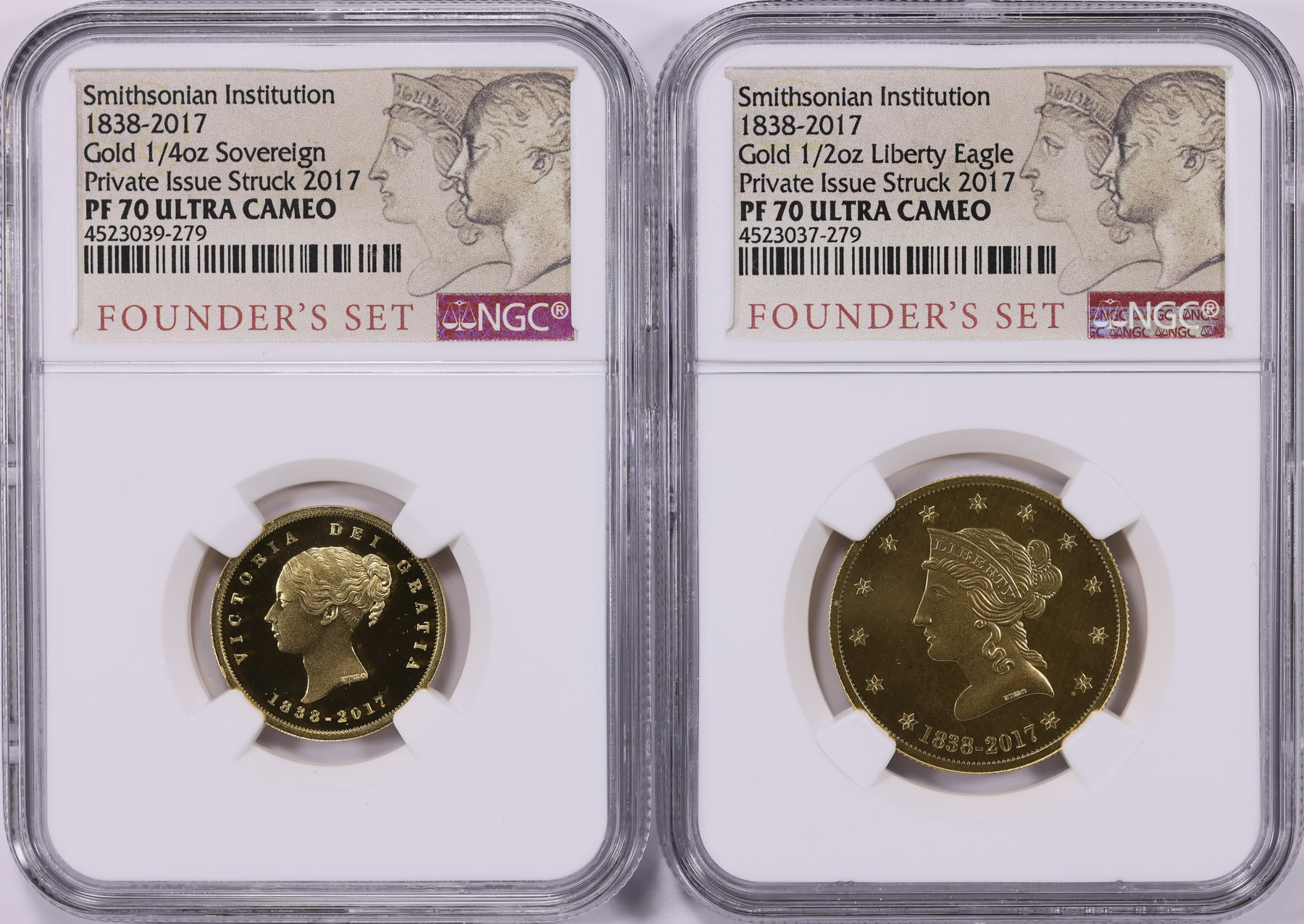 2017 Smithsonian Institution Gold 1/2 oz. Liberty Eagle & Gold 1/4 ...