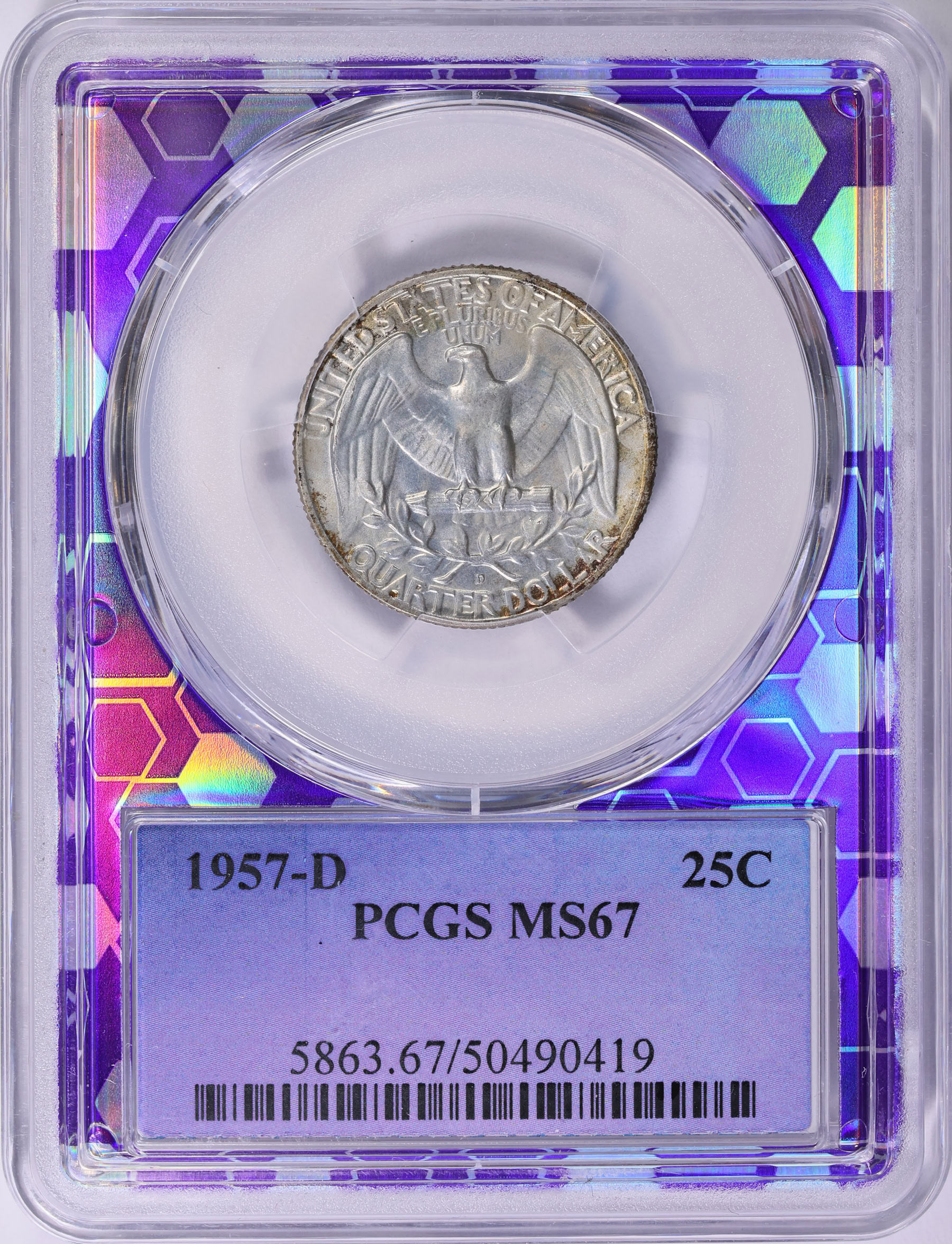 1957-D Washington Quarter PCGS MS-67 (Holographic Bee Frame Holder) (Item 1858734 ...