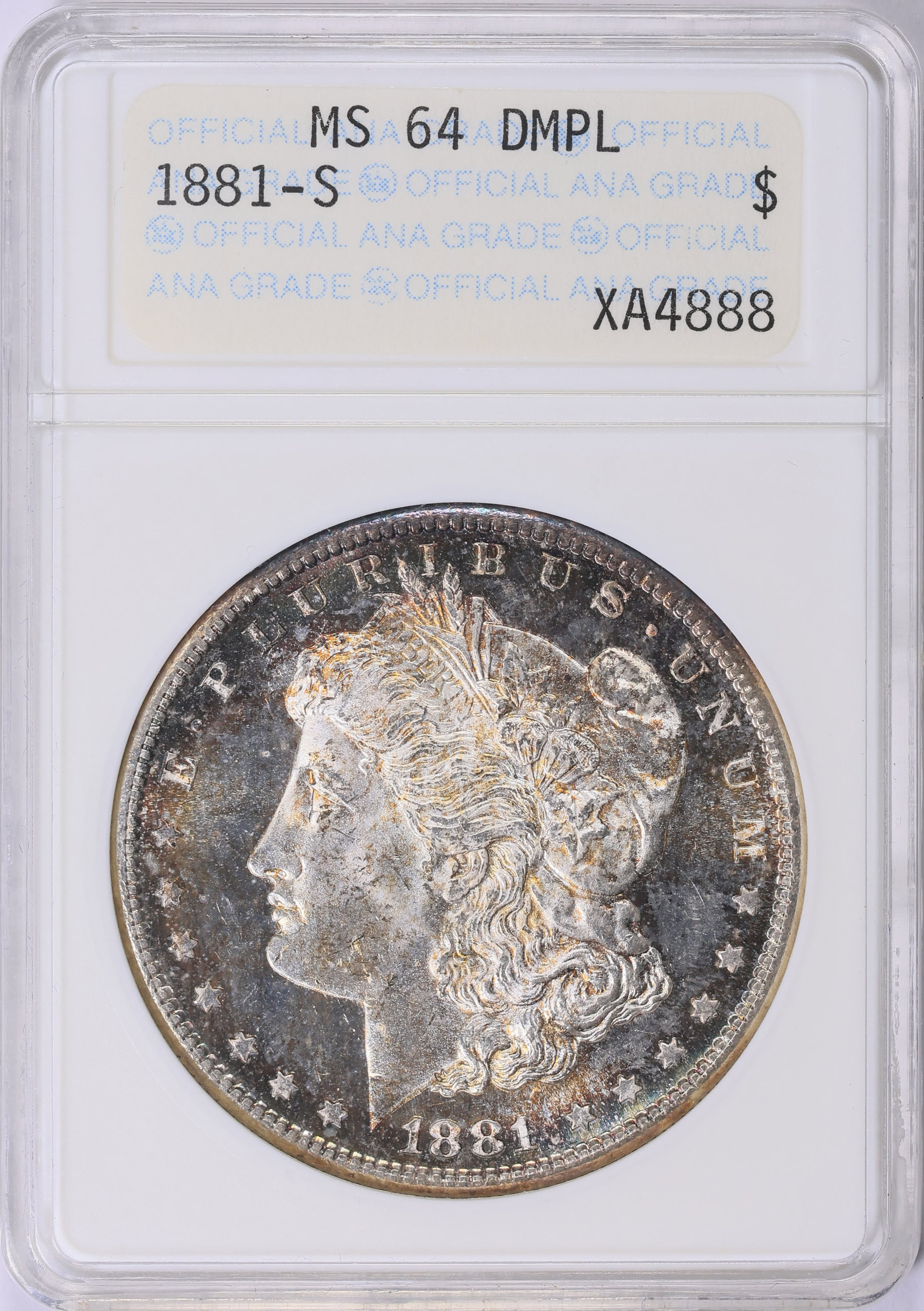1881-S Morgan Silver Dollar ANACS MS-64 DMPL OH (Toned) (Item 1858787) | GreatCollections Coin ...