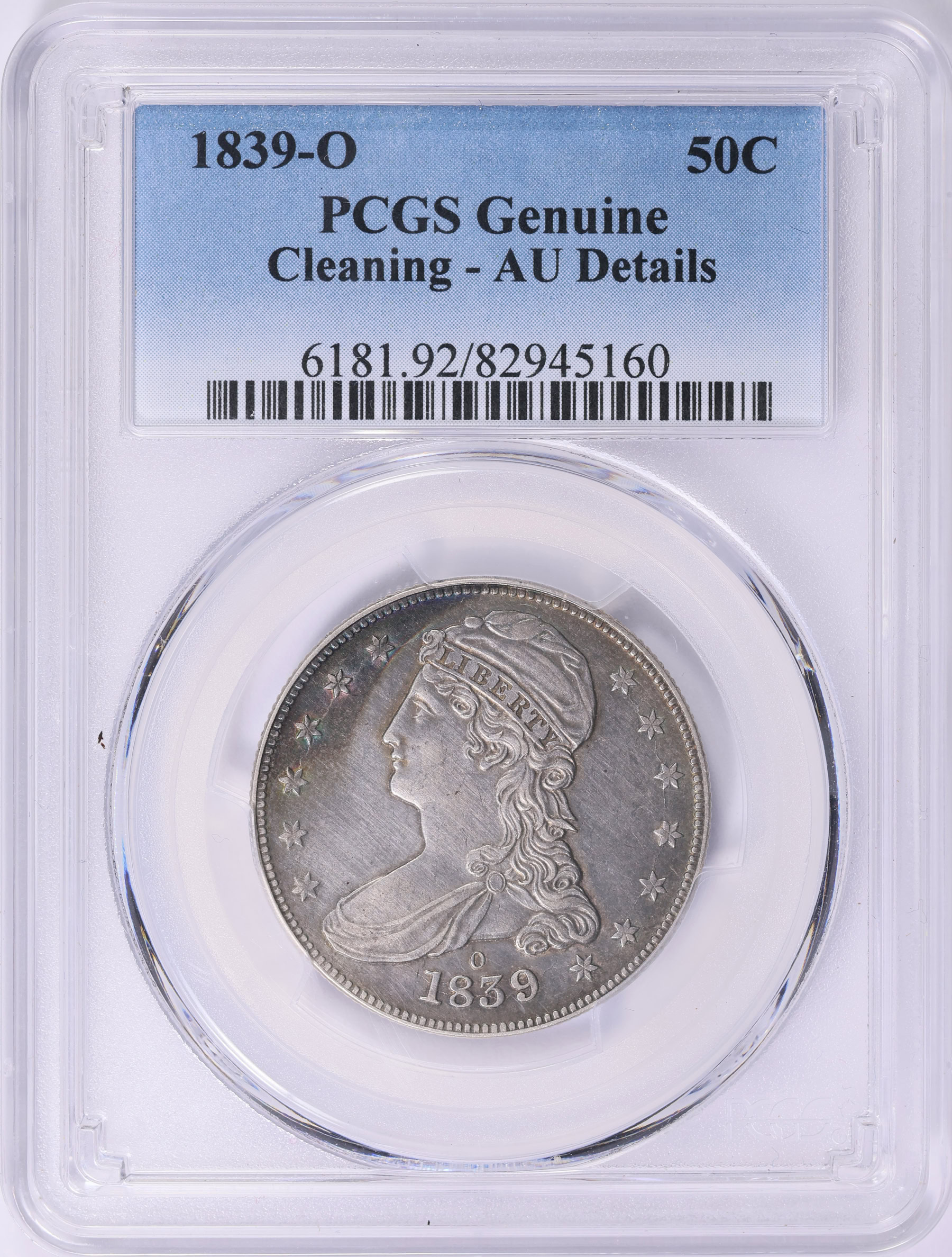 1839-O Capped Bust Half Dollar Reeded Edge PCGS Genuine AU Details ...