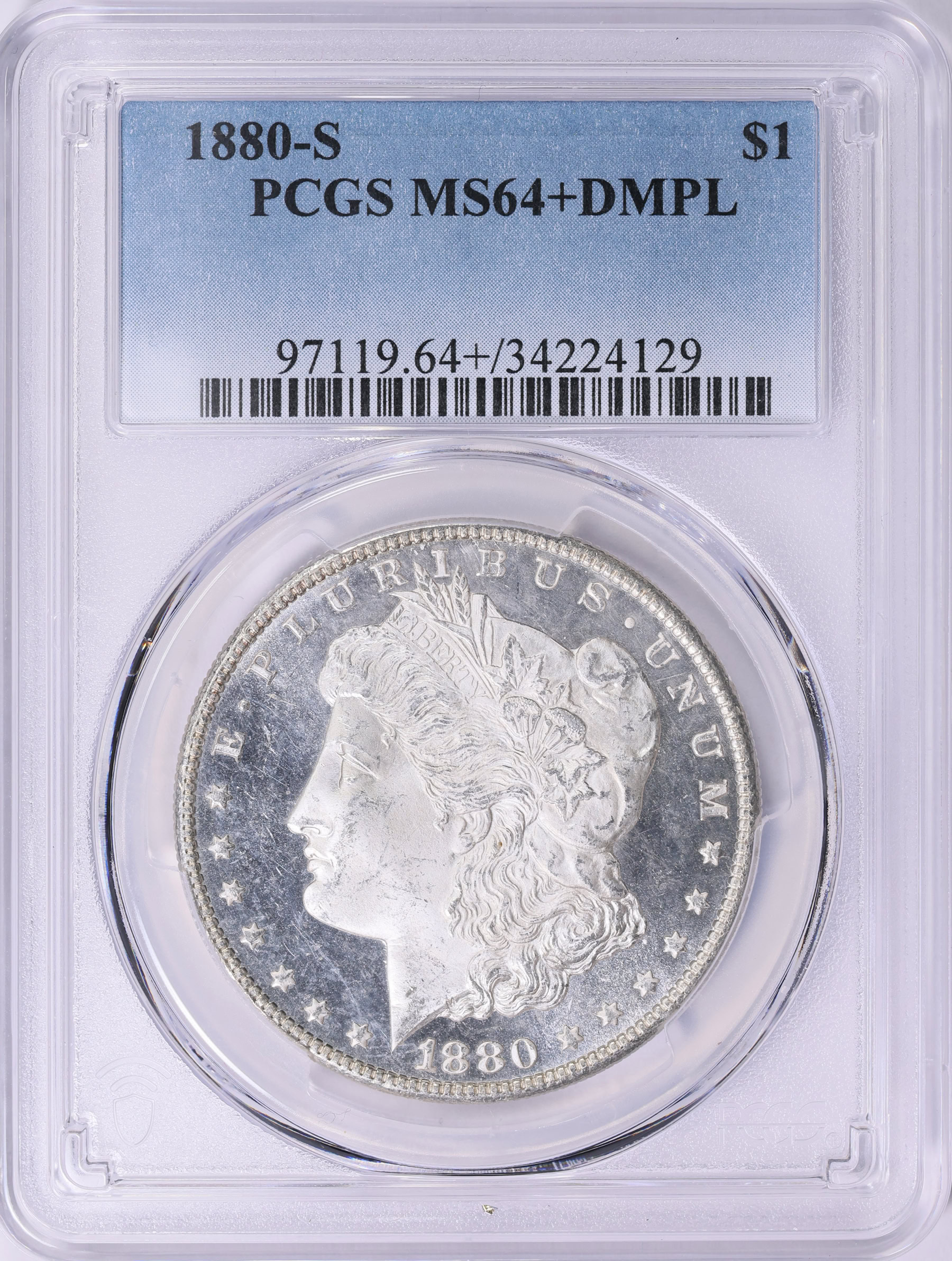 1880-S Morgan Silver Dollar PCGS MS-64+ DMPL (Item 1858849) | GreatCollections Coin Auctions