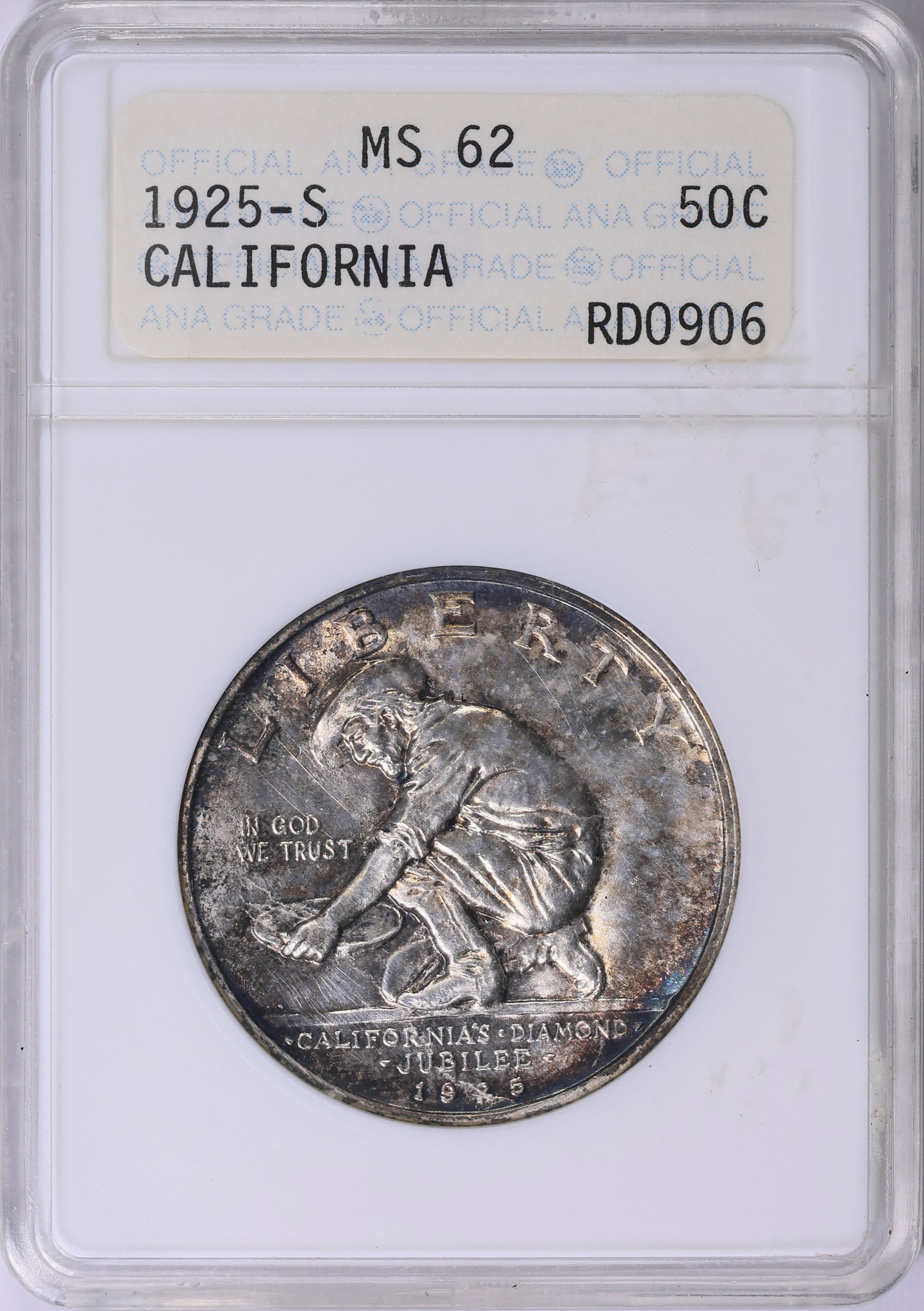 1925-S California Diamond Jubilee Half Dollar ANACS MS-62 OH (Item 1858903) | GreatCollections ...