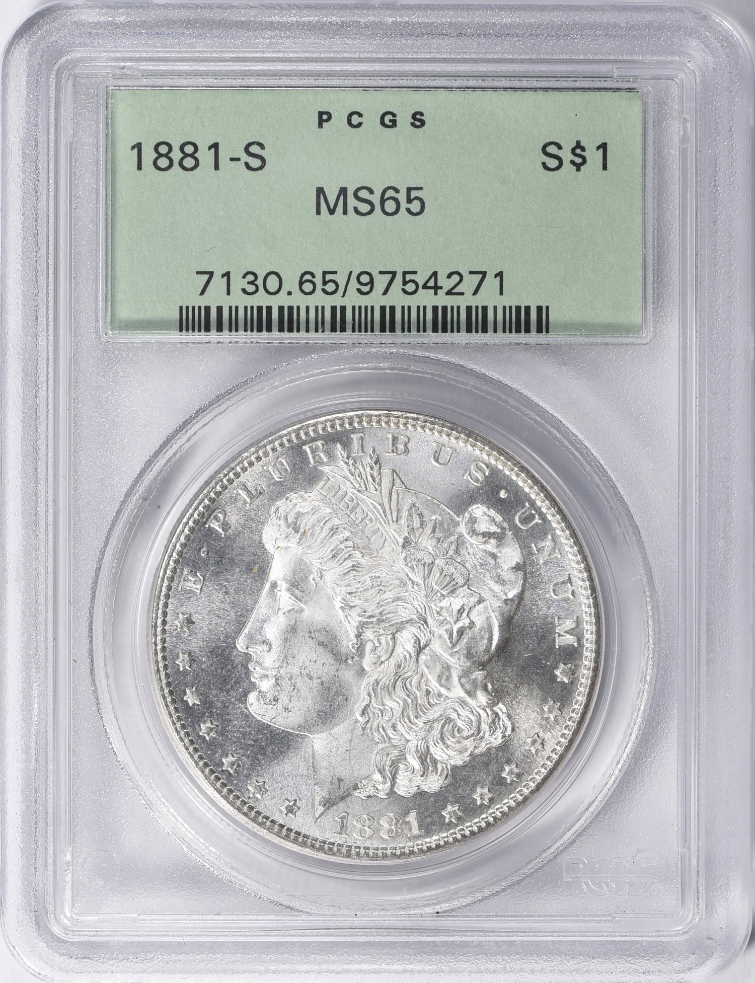1881-S Morgan Silver Dollar PCGS MS-65 OGH (Item 1858943) | GreatCollections Coin Auctions