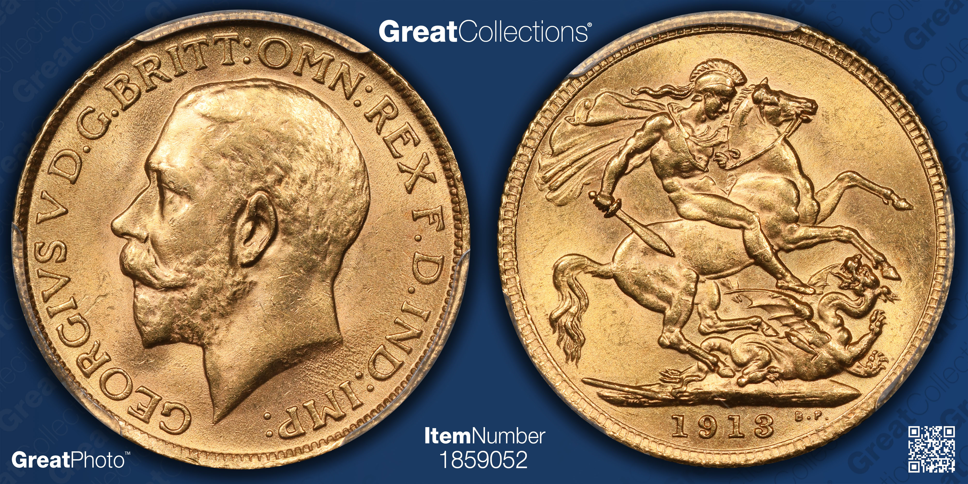 Great Britain 1913 Gold Sovereign KM-820 PCGS MS-62 (AGW = 0.2355 oz ...