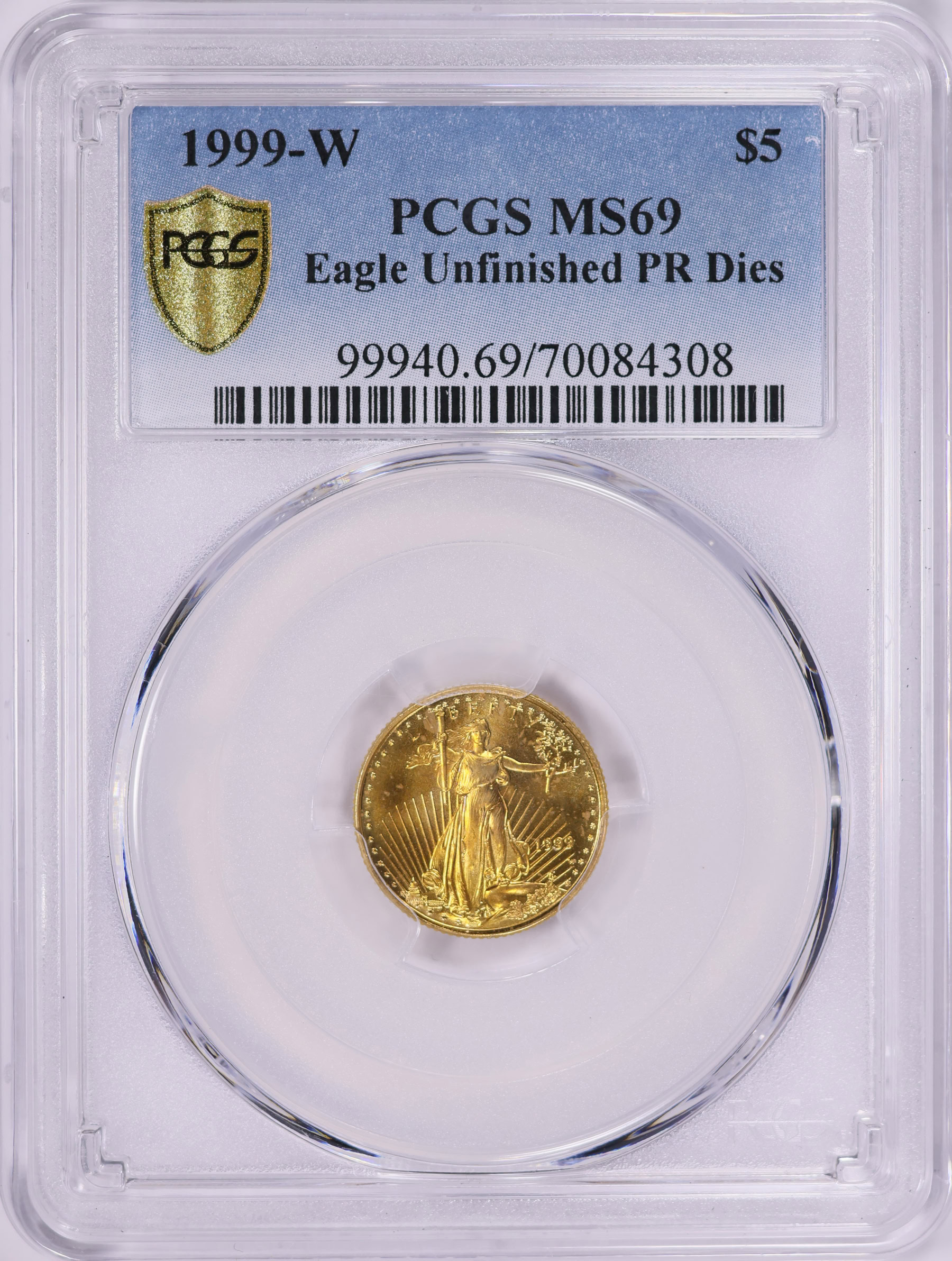 1999-W $5 Tenth-Ounce Gold American Eagle Made from Unfinished Proof ...
