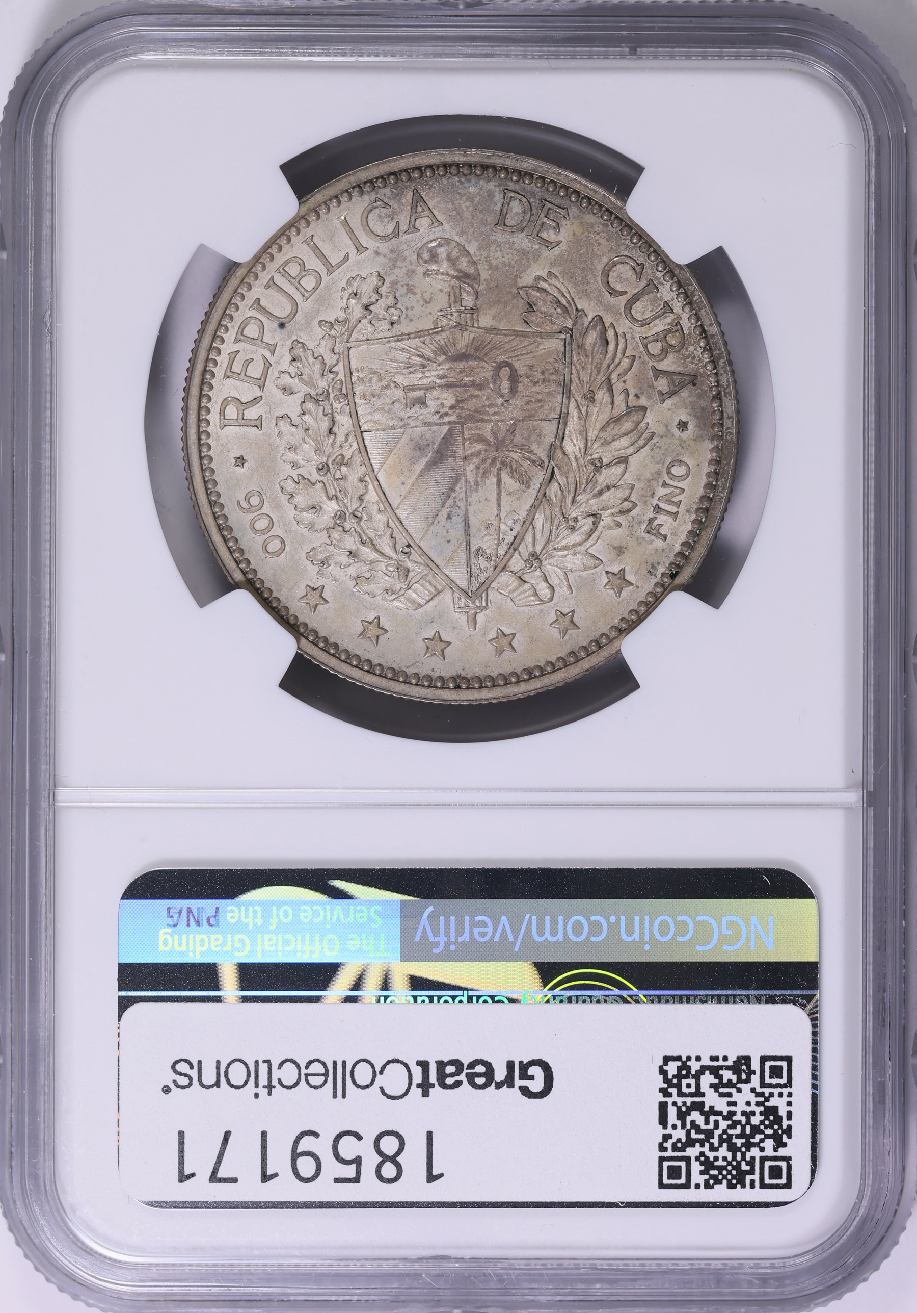 Cuba 1897 Silver Souvenir Peso Star Above Base of 97 KM-M3 NGC Unc ...