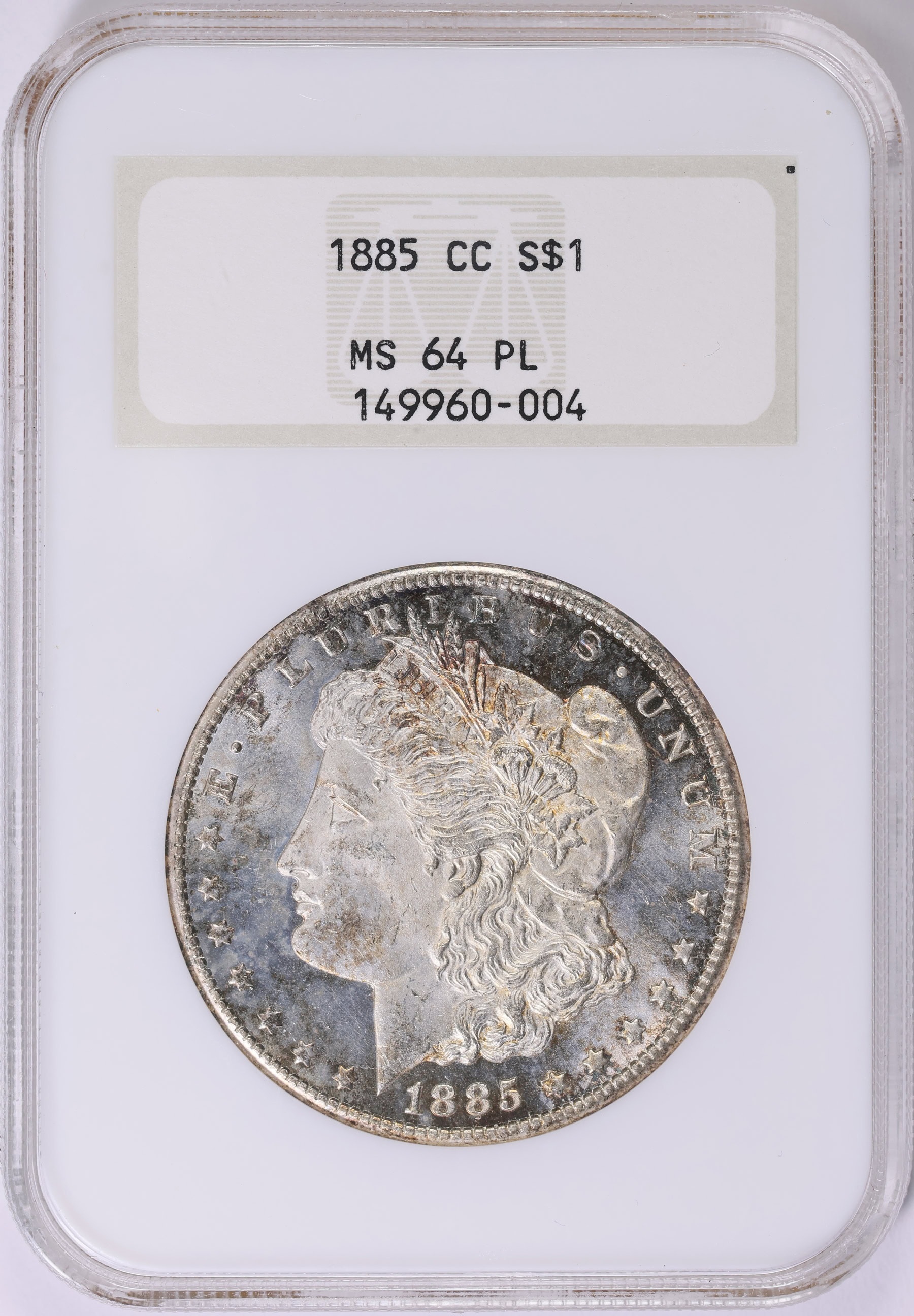 1885-CC Morgan Silver Dollar NGC MS-64 PL OH (Toned) (Item 1859219) | GreatCollections Coin Auctions