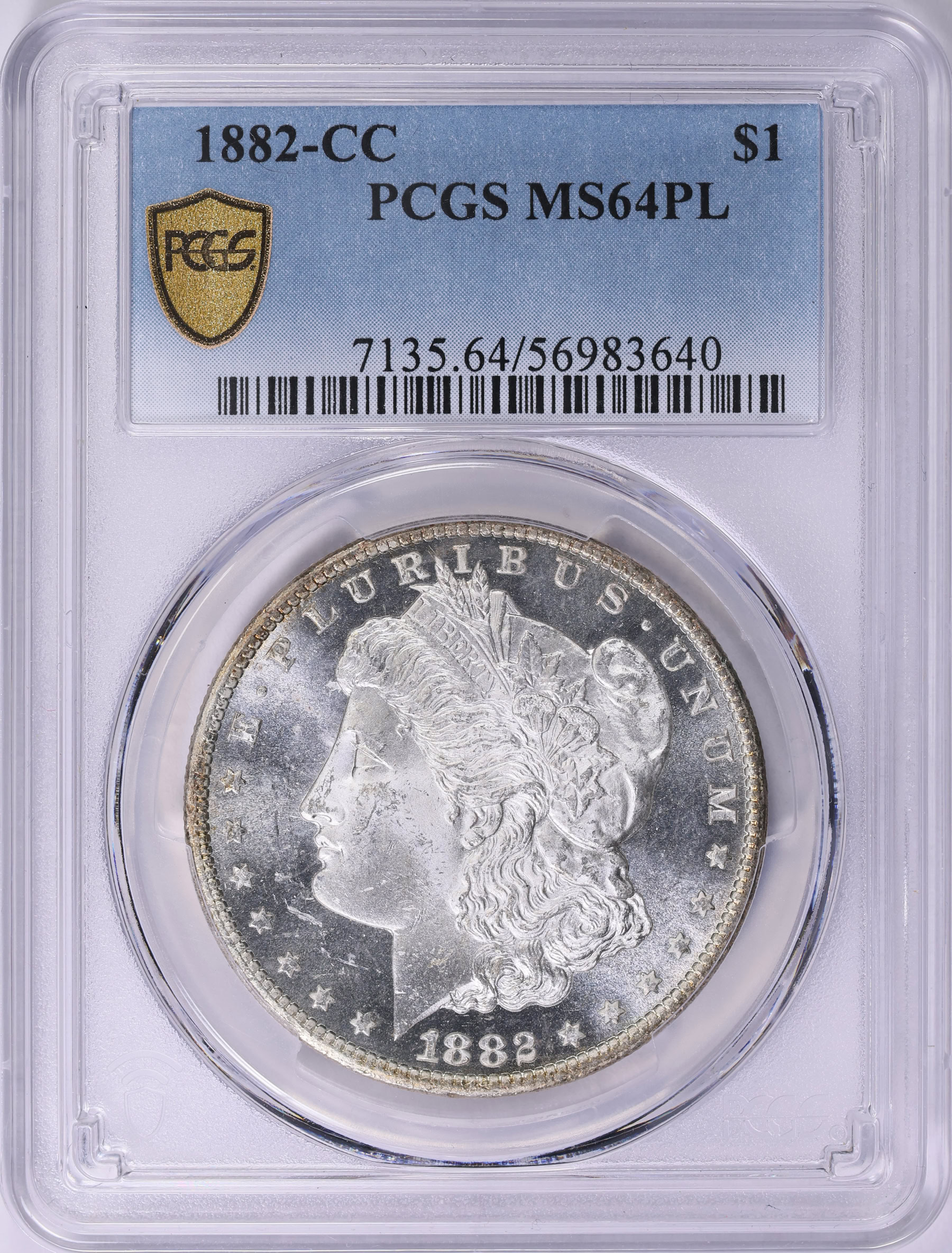 1882-CC Morgan Silver Dollar PCGS MS-64 PL (Toned) (Item 1859310) | GreatCollections Coin Auctions