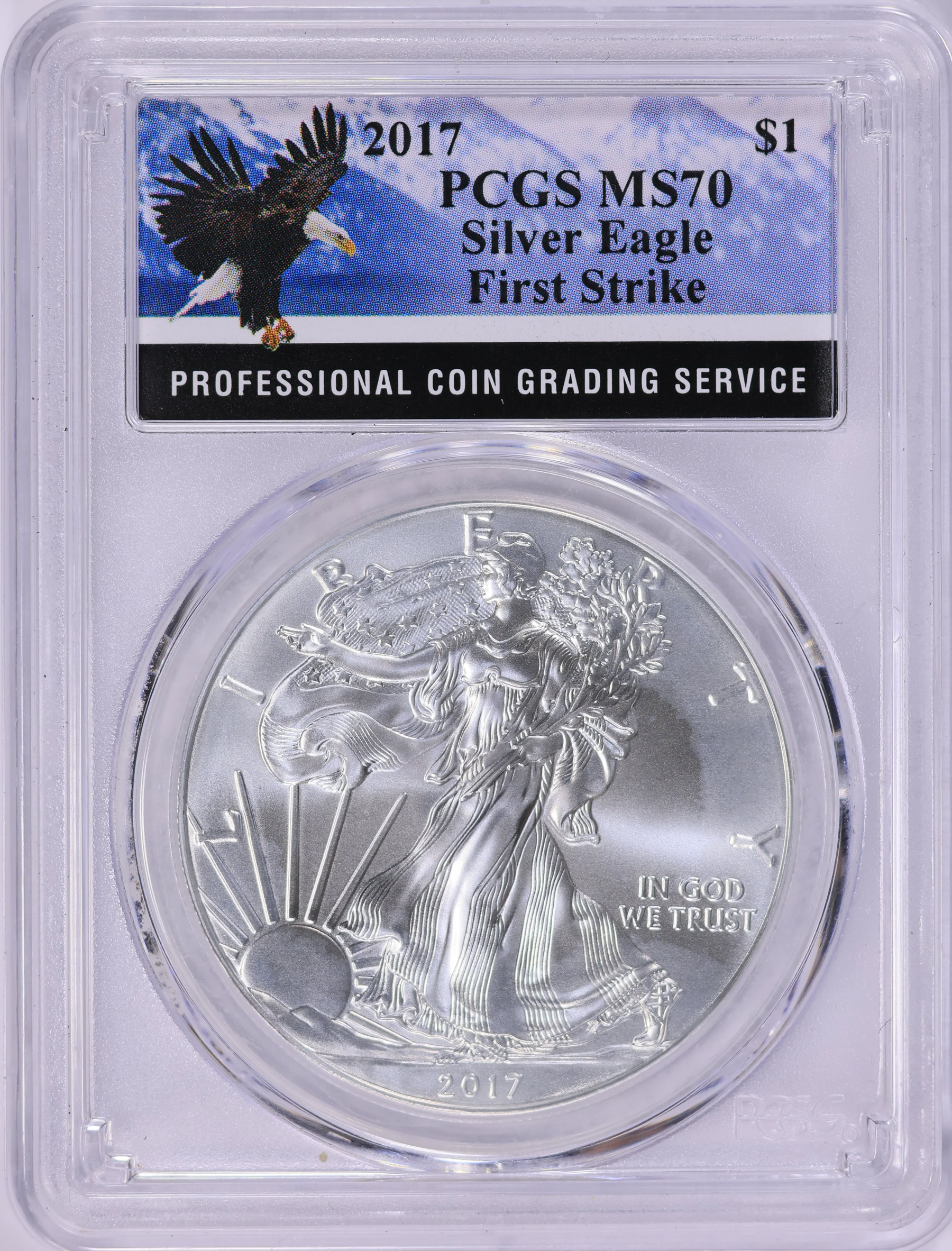 2017 $1 Silver Eagle First Strike PCGS MS-70 (Eagle Label) (Item 1859392) | GreatCollections ...