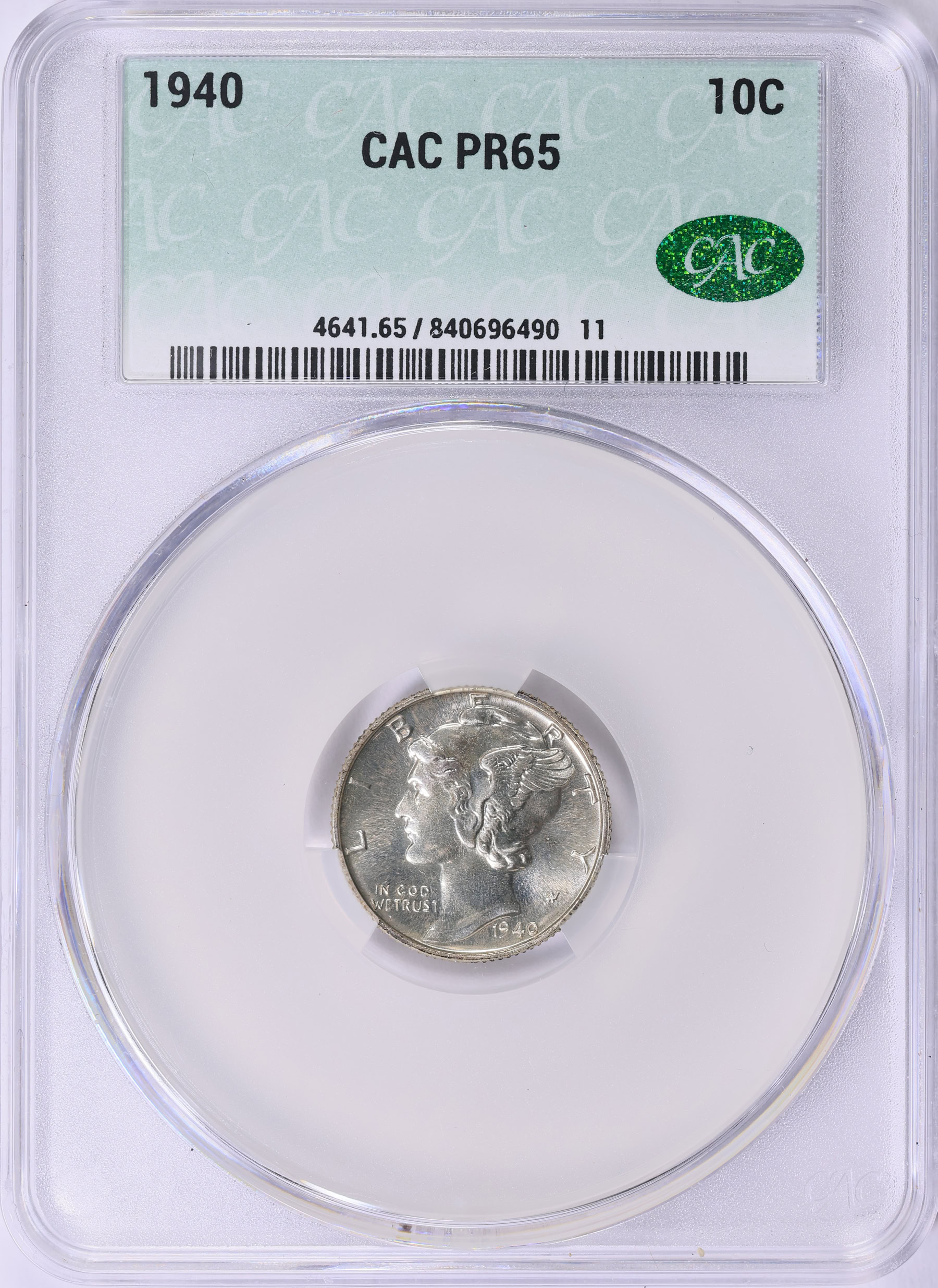 1940 Mercury Dime CACG Proof-65 (Item 1859402) | GreatCollections Coin Auctions