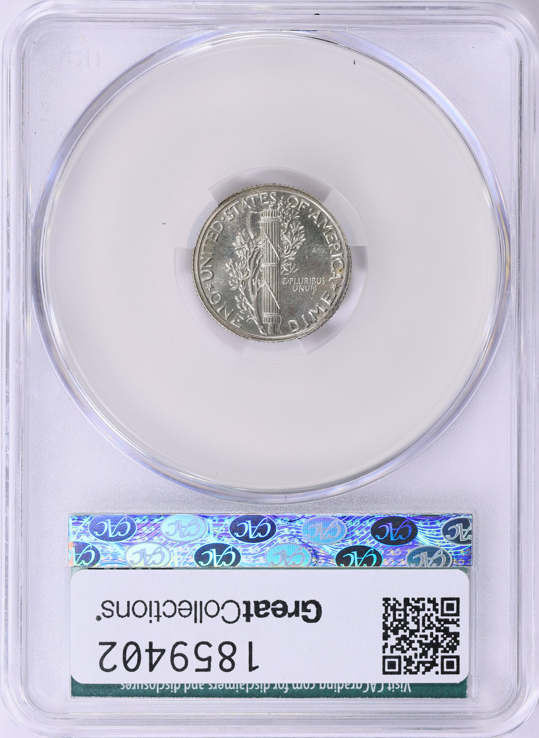 1940 Mercury Dime CACG Proof-65 (Item 1859402) | GreatCollections Coin Auctions