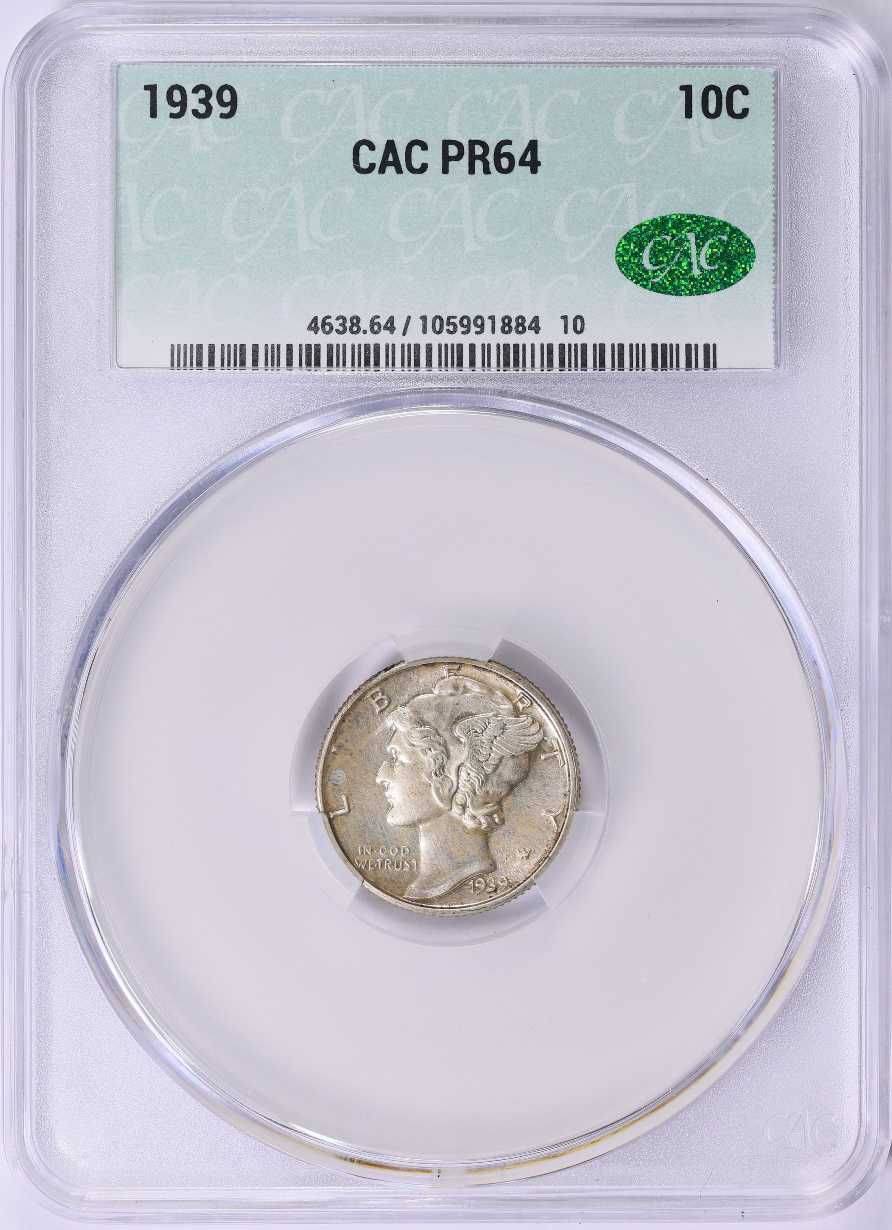 1939 Mercury Dime CACG Proof-64 (Item 1859405) | GreatCollections Coin Auctions