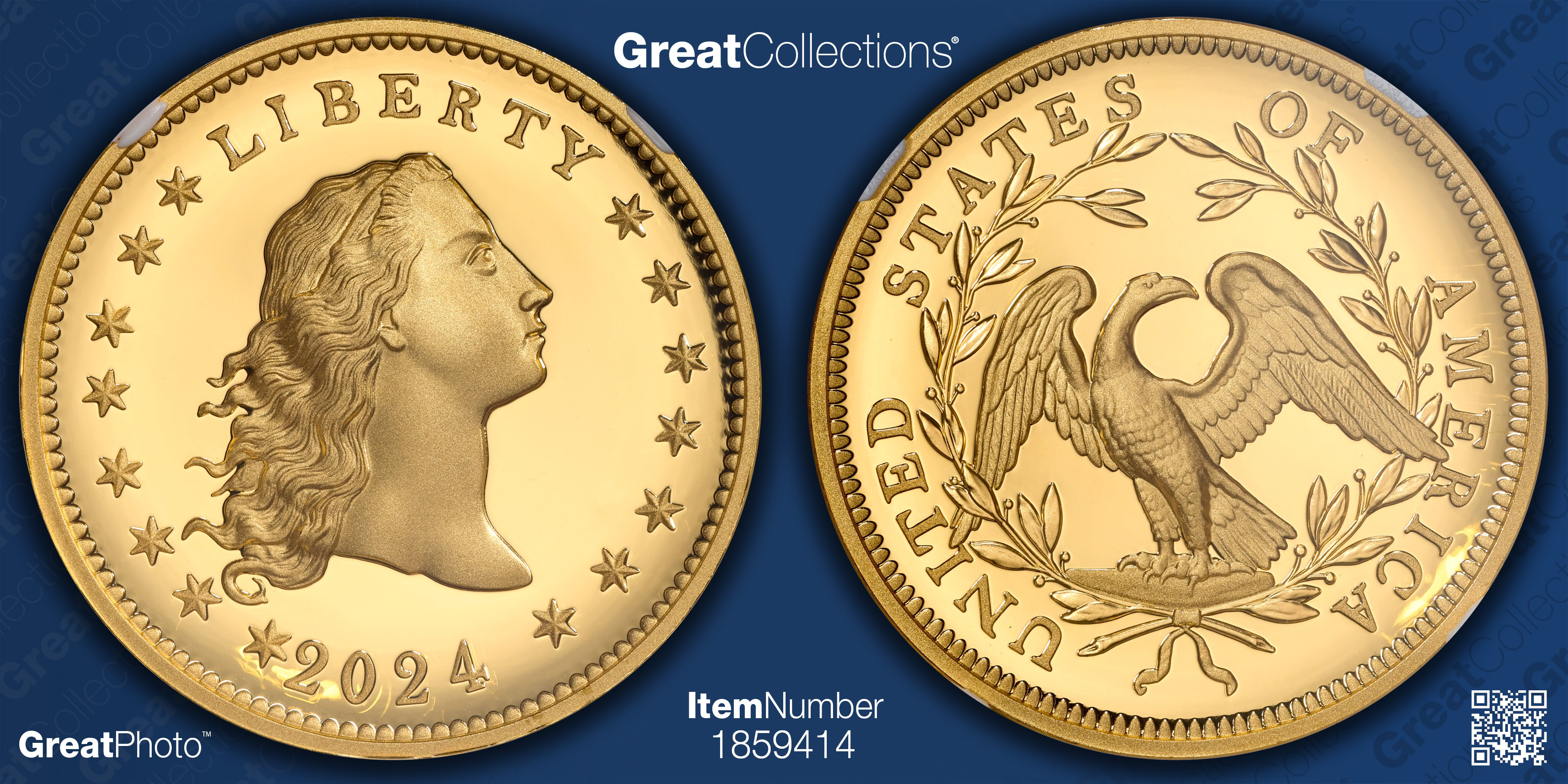 2024 Flowing Hair High Relief Gold Dollar 230th Anniversary First ...