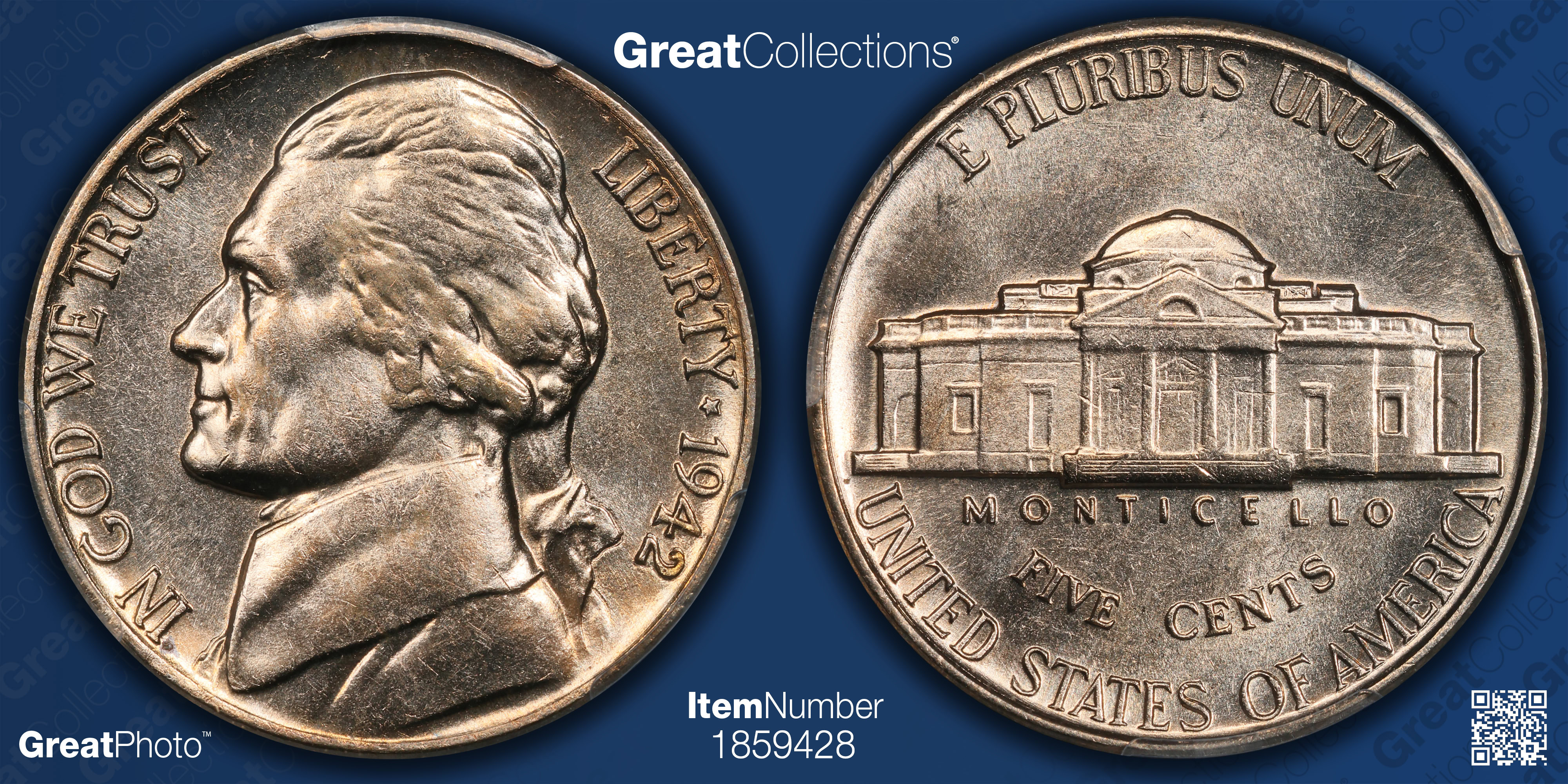 1942 Jefferson Nickel Type 1 DDO FS-101 PCGS MS-64 (Item 1859428 ...