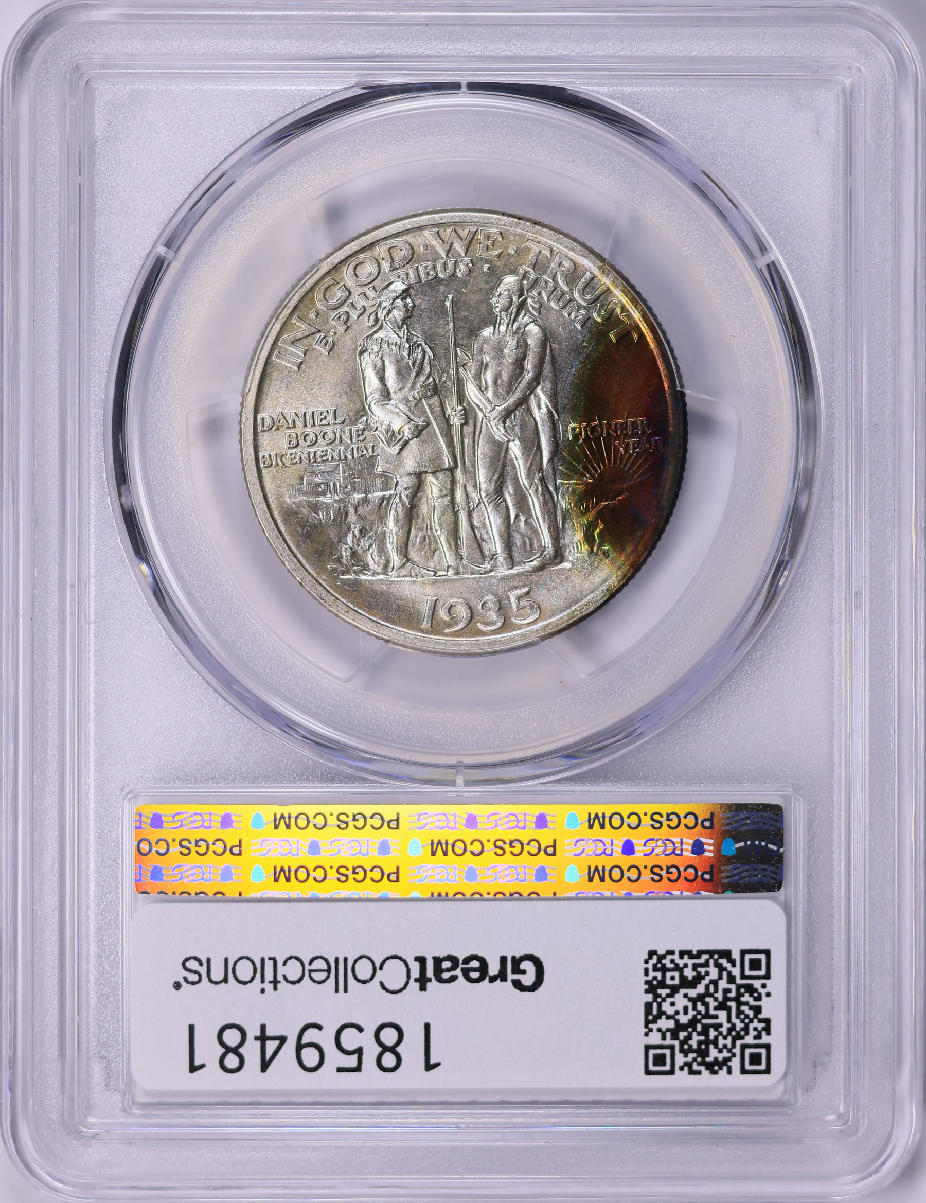 1935-S Daniel Boone Bicentennial Half Dollar PCGS MS-67+ (CAC Green) (Toned) (Item 1859481 ...