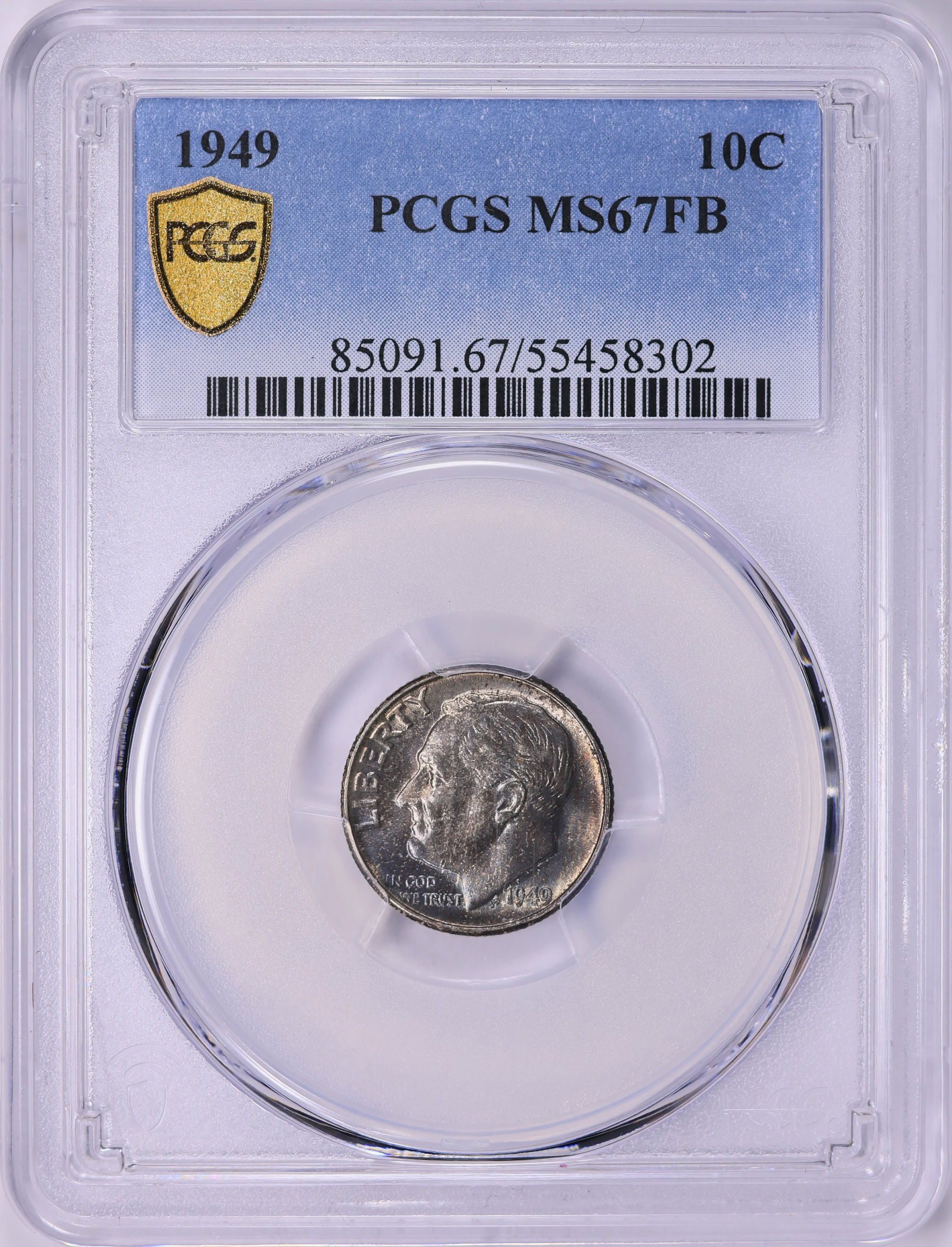 1949 Roosevelt Dime PCGS MS-67 FB (Toned) (Item 1859491) | GreatCollections Coin Auctions