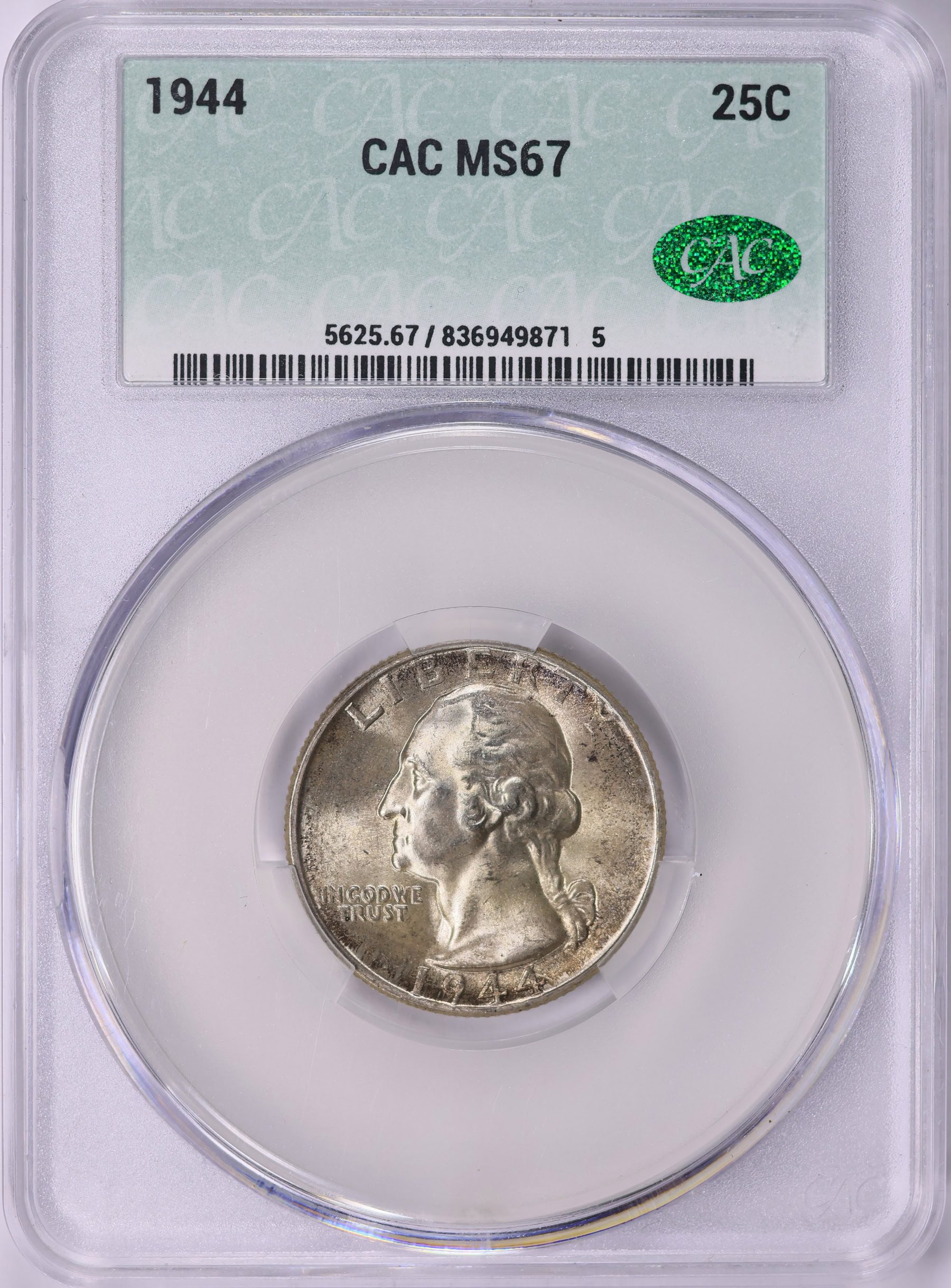 1944 Washington Quarter CACG MS-67 (Item 1859512) | GreatCollections ...