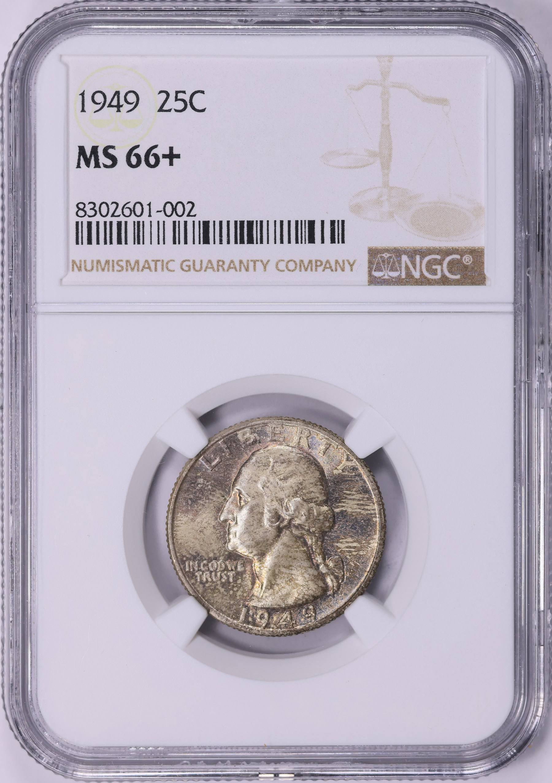 1949 Washington Quarter NGC MS-66+ (Toned) (Item 1859516) | GreatCollections Coin Auctions