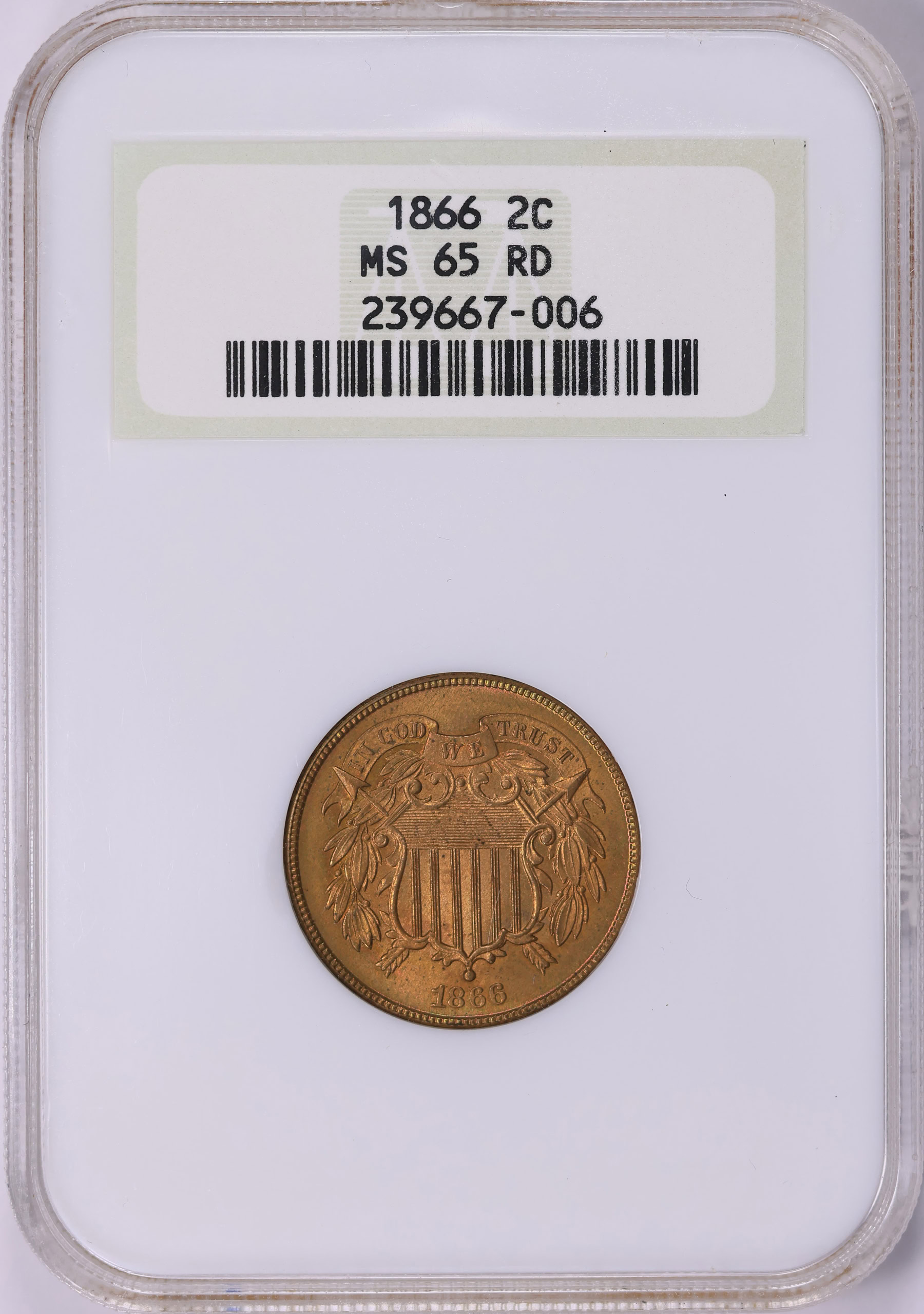 1866 Two-Cent Piece NGC MS-65 RD OH (Item 1859522) | GreatCollections ...