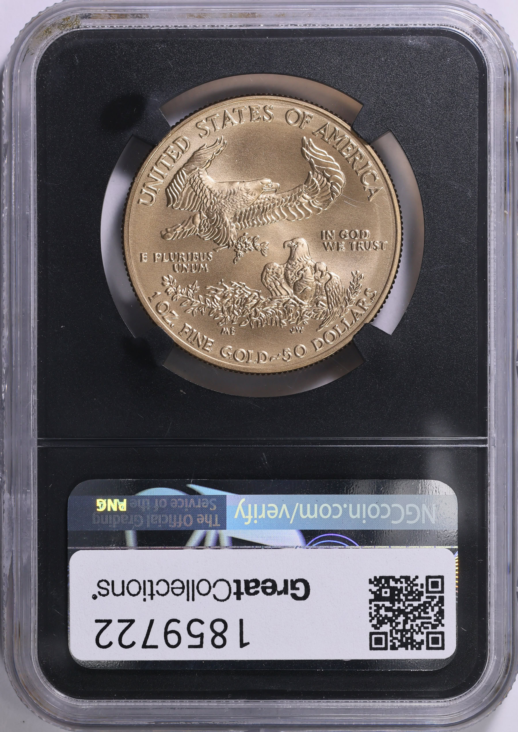 2018-W $50 One-Ounce Gold American Eagle Burnished First Day of Issue NGC MS-70 (Joel Iskowitz ...