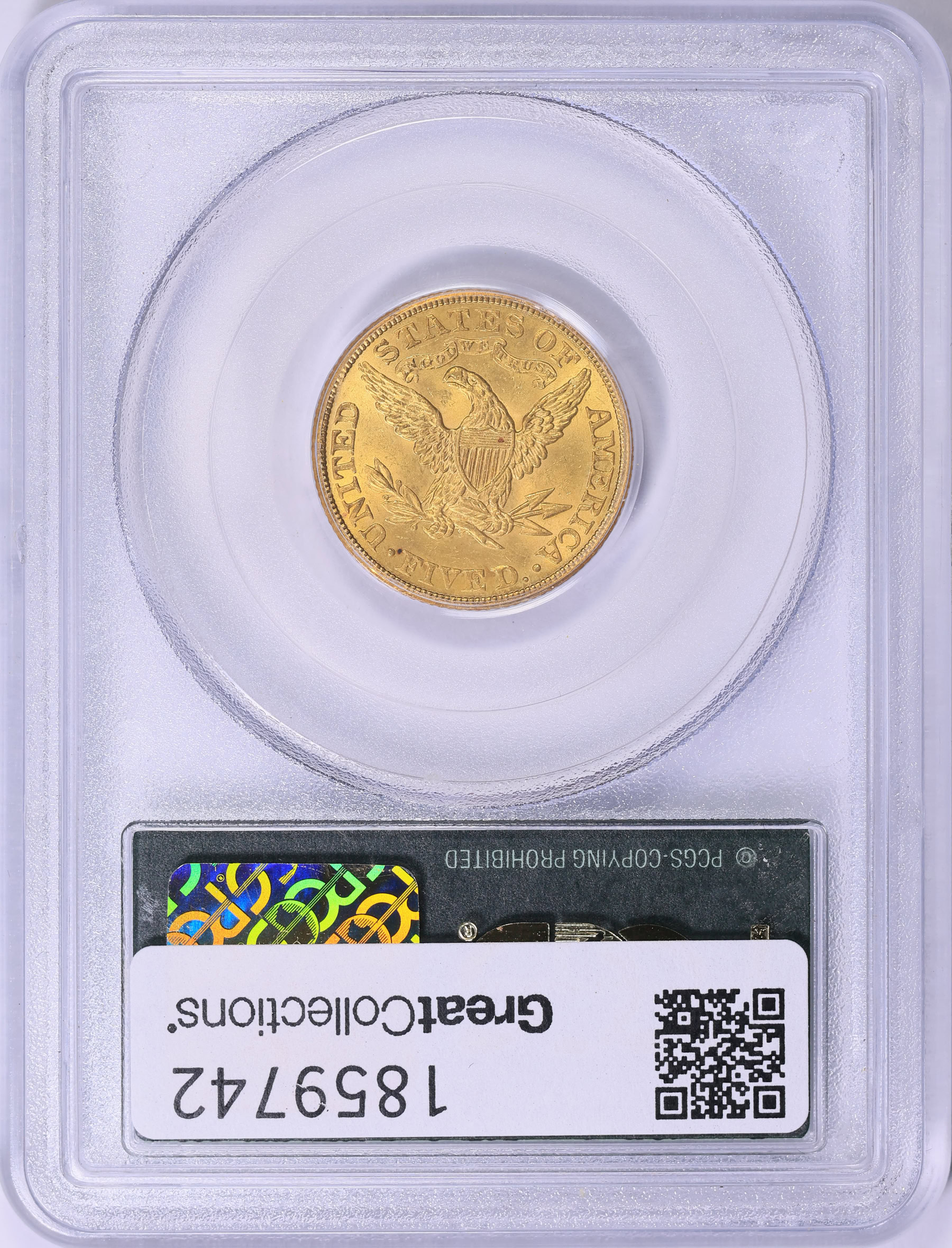 1907 Liberty Gold Half Eagle PCGS MS-63 OGH (Item 1859742) | GreatCollections Coin Auctions