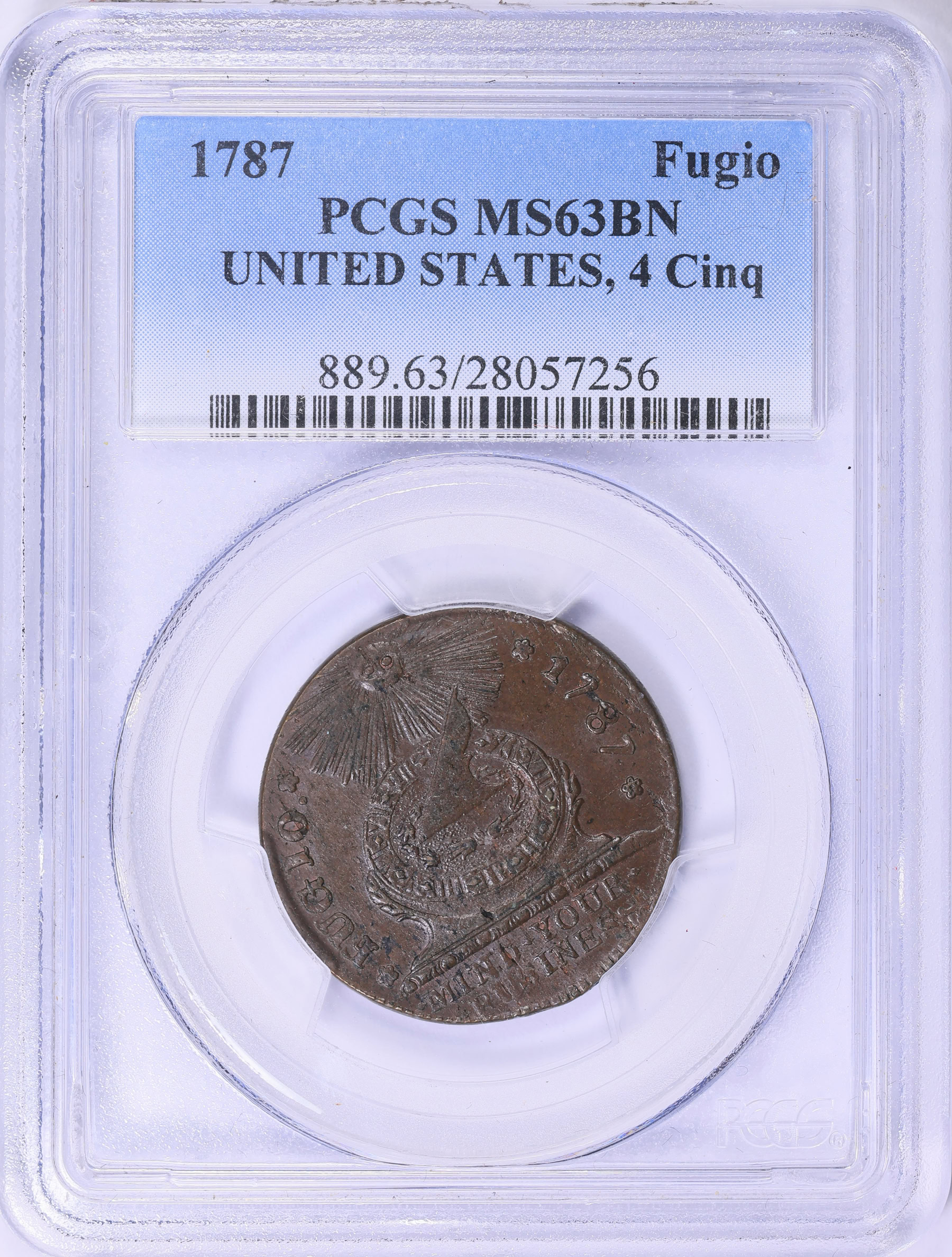 1787 Fugio Cent UNITED STATES, 4 Cinq PCGS MS-63 BN (Item 1859786 ...