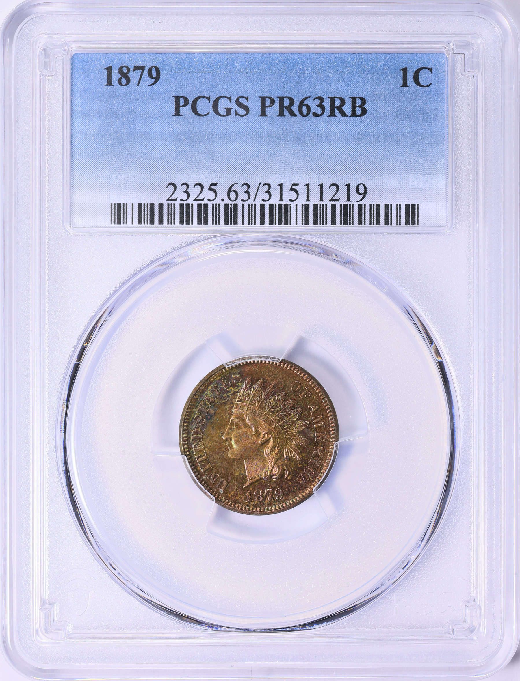 1879 Indian Cent PCGS Proof-63 RB (Toned) (Item 1859830) | GreatCollections Coin Auctions