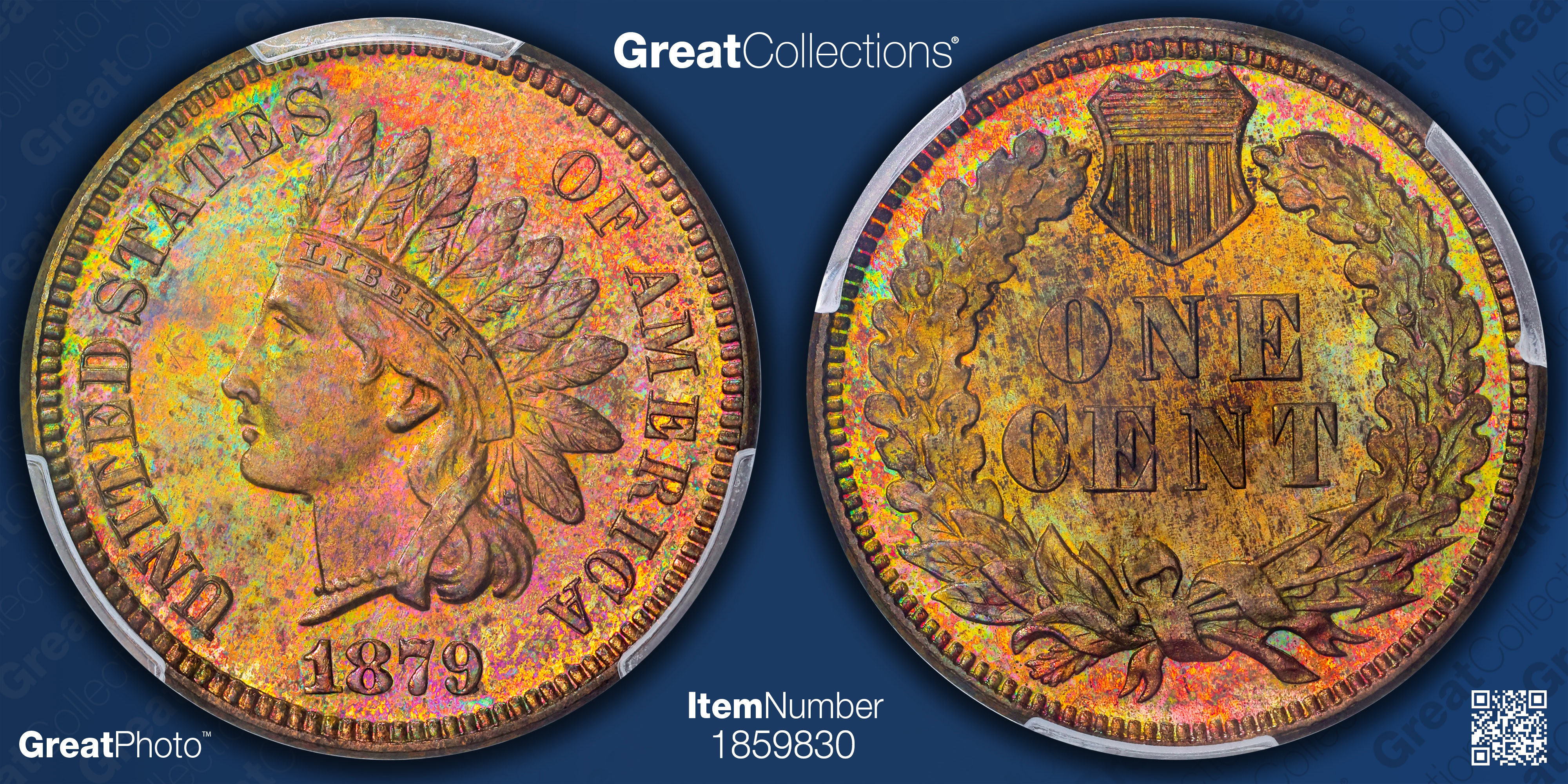 1879 Indian Cent PCGS Proof-63 RB (Toned) (Item 1859830 ...