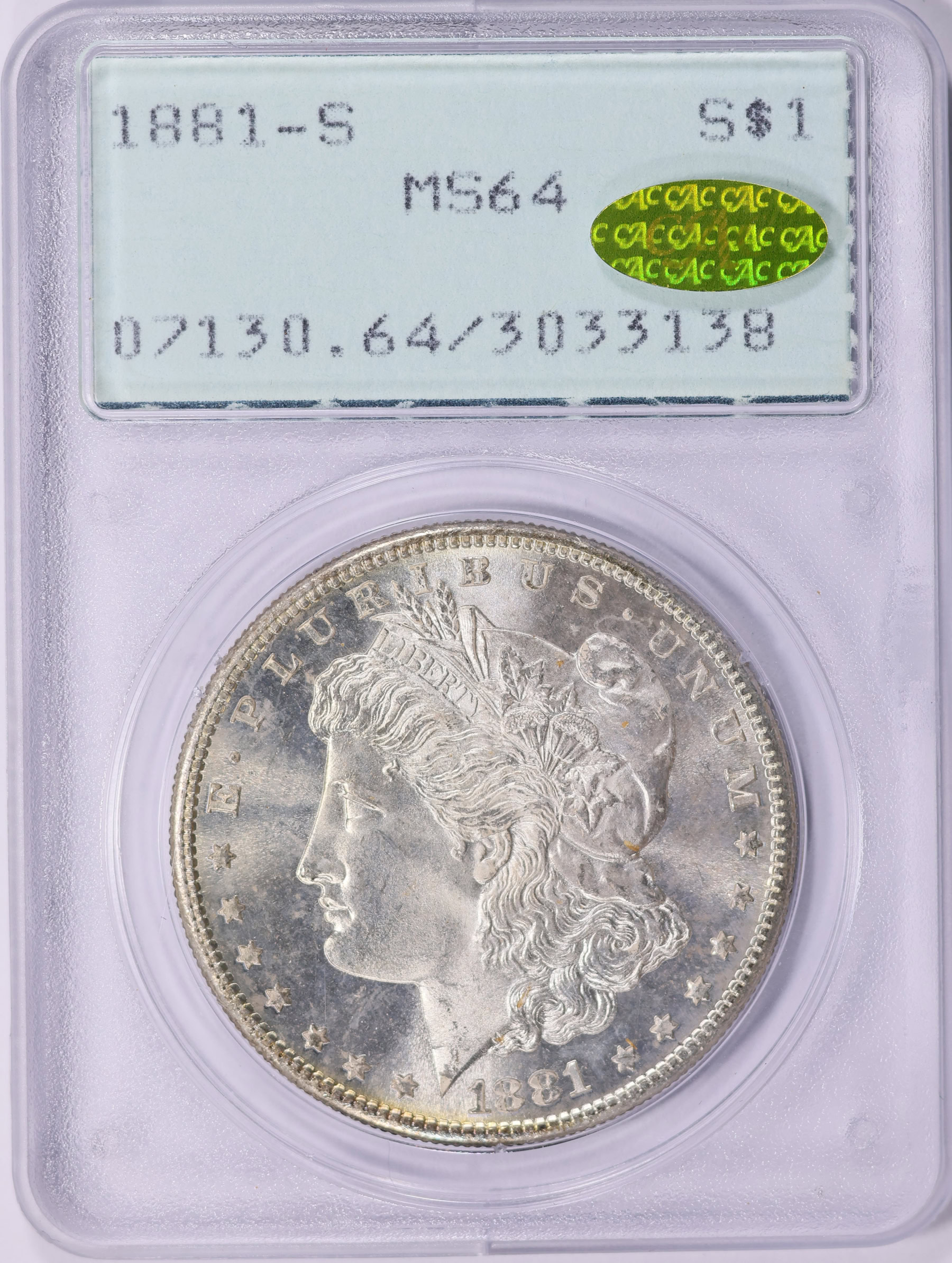 1881-S Morgan Silver Dollar PCGS MS-64 (CAC Gold) OGH (1st Gen) (Item 1859861 ...