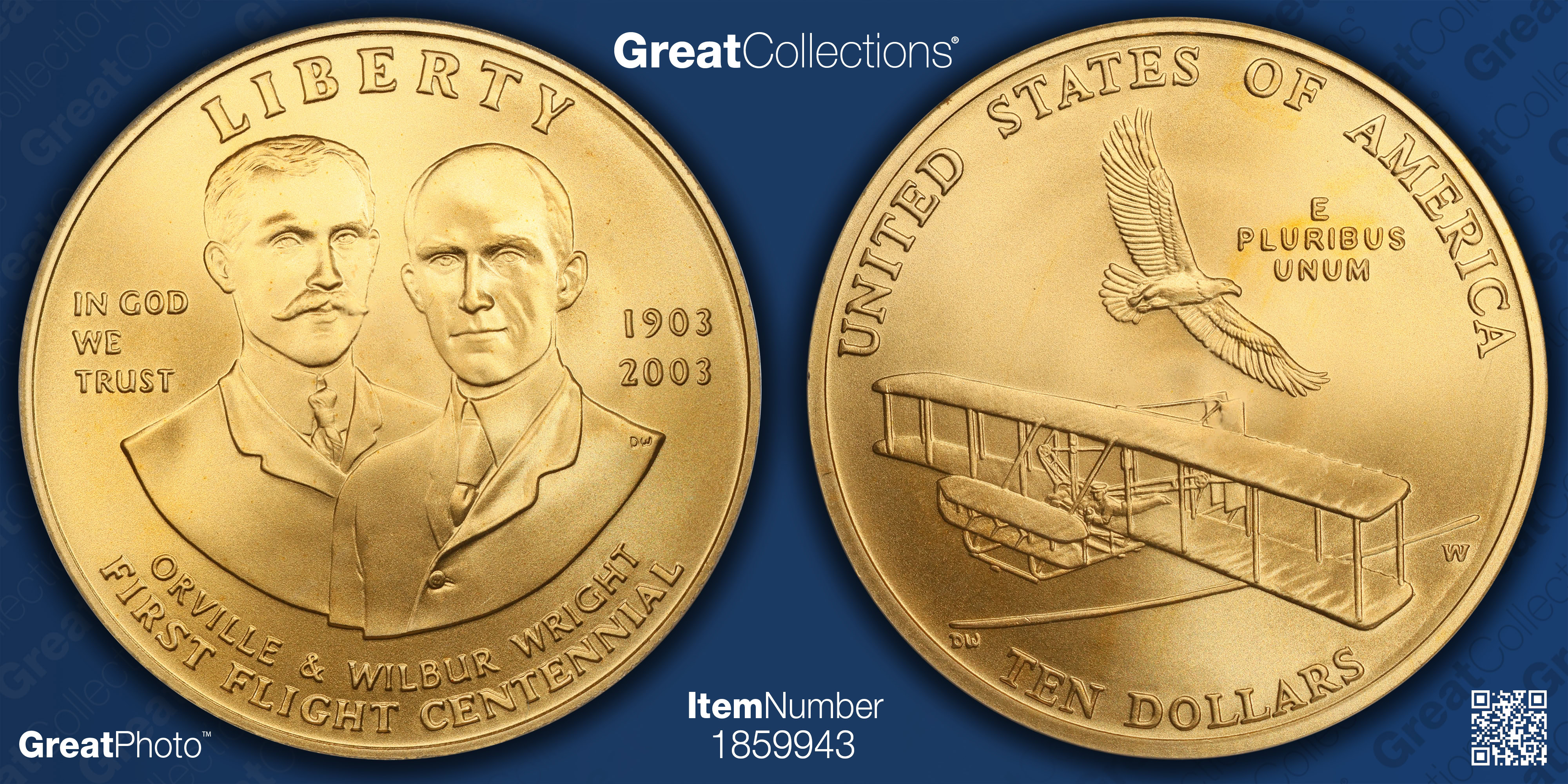 2003-W First Flight Centennial Gold $10 PCGS MS-69 (US Vault Collection ...