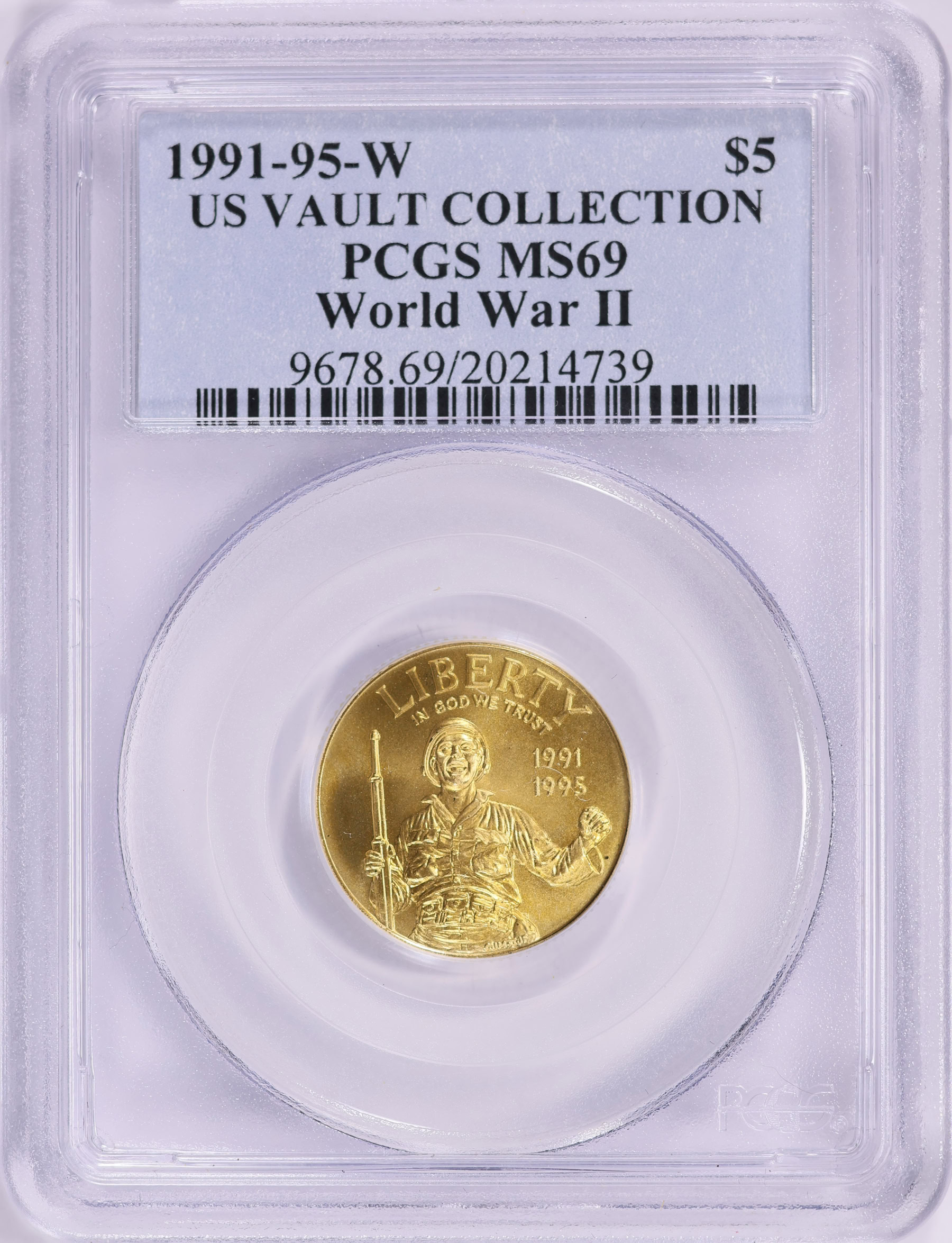 1991-95-W 50th Anniversary of World War II Gold $5 PCGS MS-69 (US Vault ...