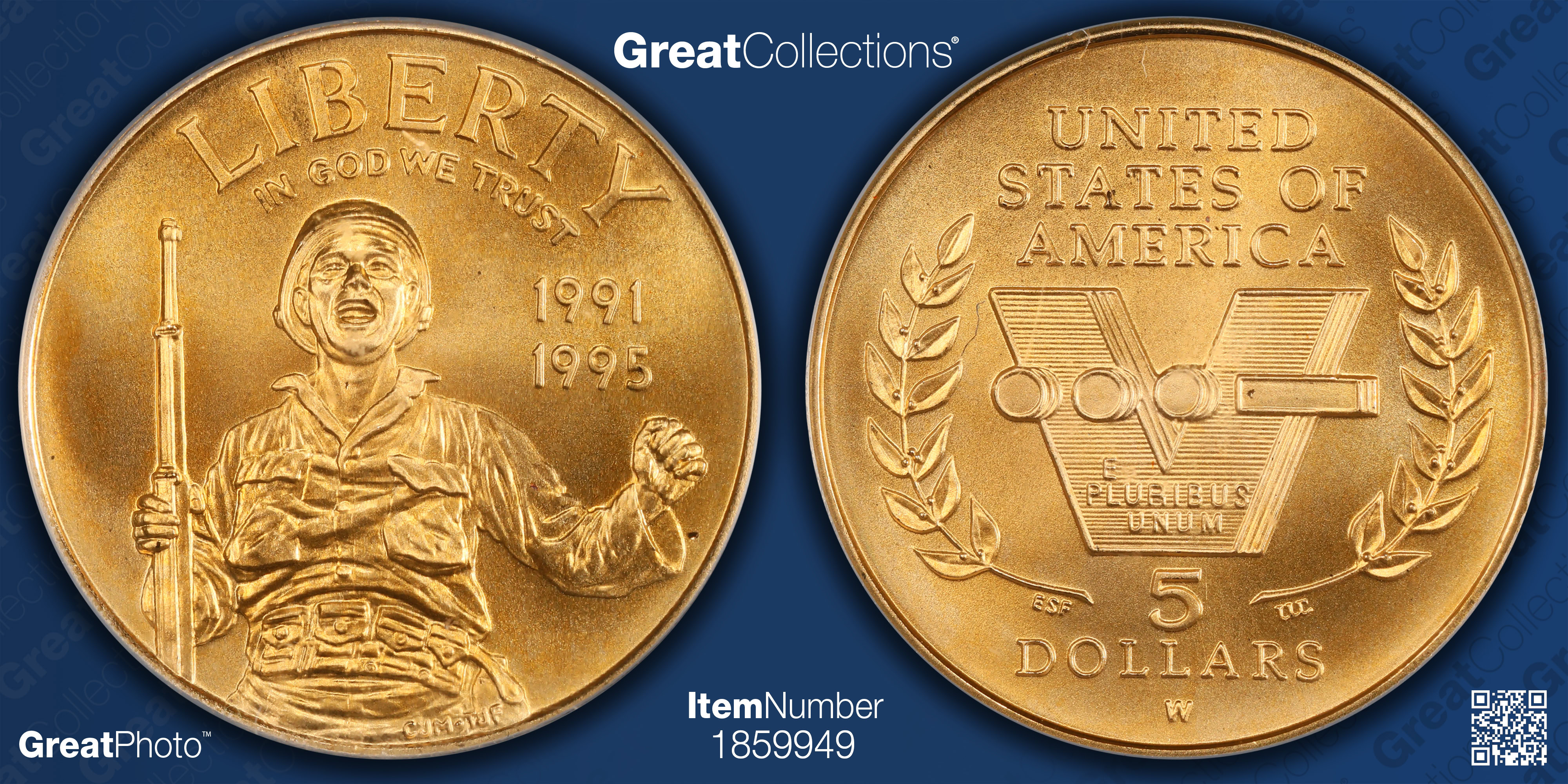 1991-95-W 50th Anniversary of World War II Gold $5 PCGS MS-69 (US Vault ...