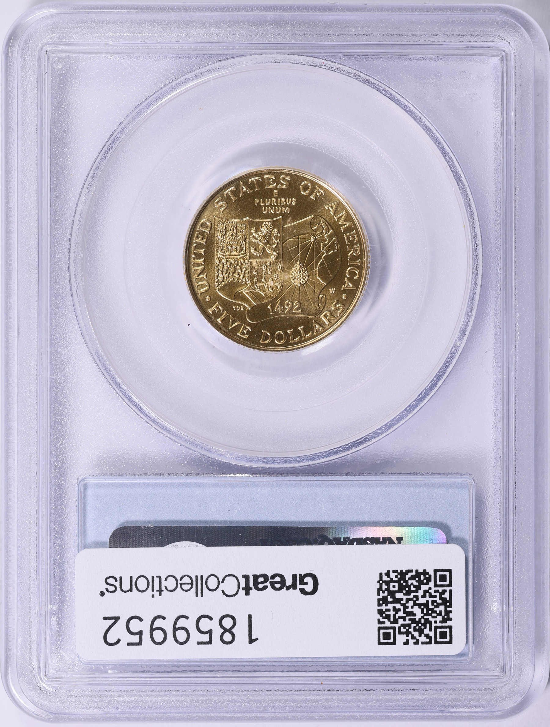 1992-W Christopher Columbus Quincentenary Gold $5 PCGS MS-69 (US Vault ...