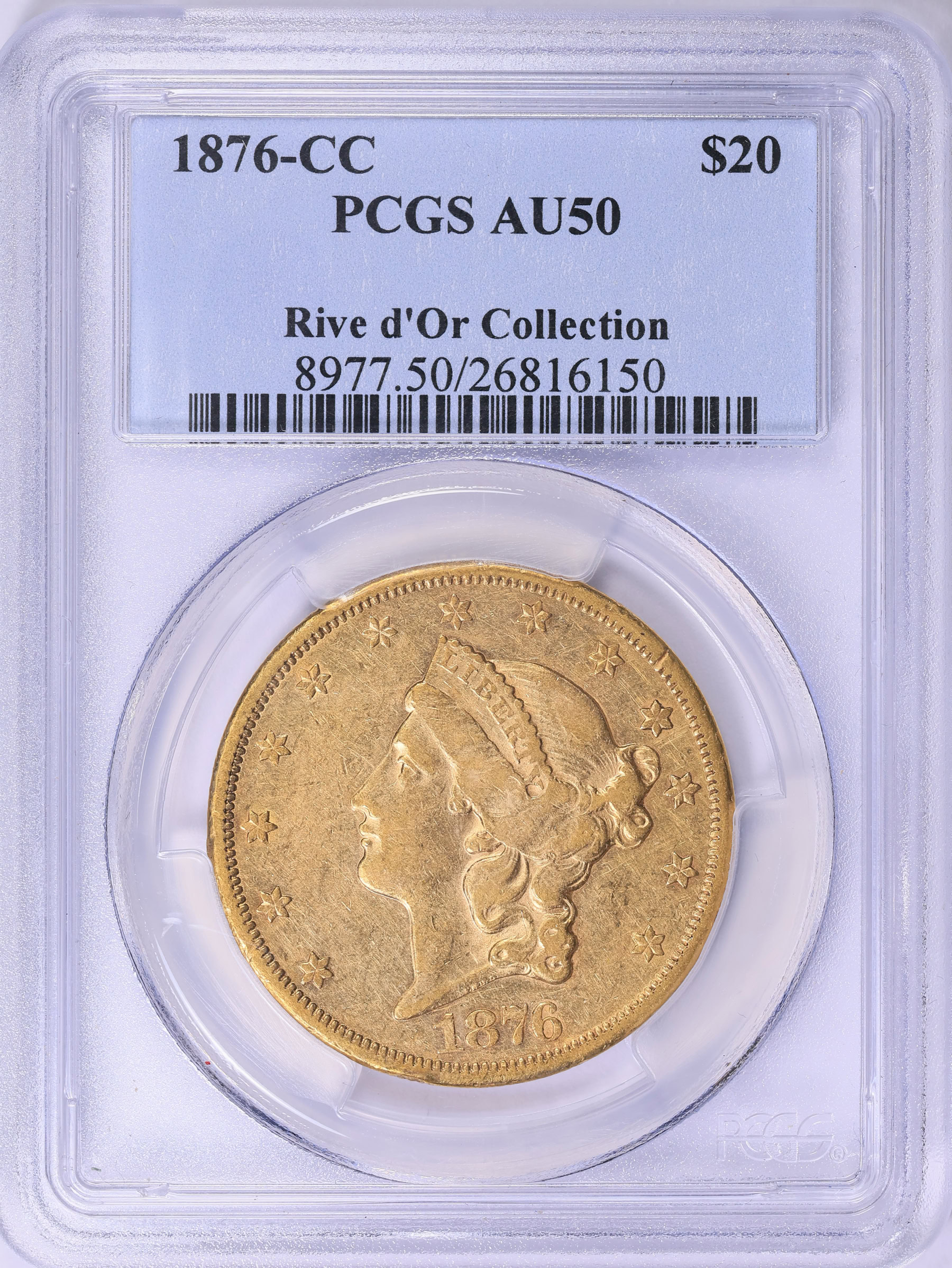 1876-CC Liberty Gold Double Eagle PCGS AU-50 (Rive d'Or Collection) (Item 1859969 ...