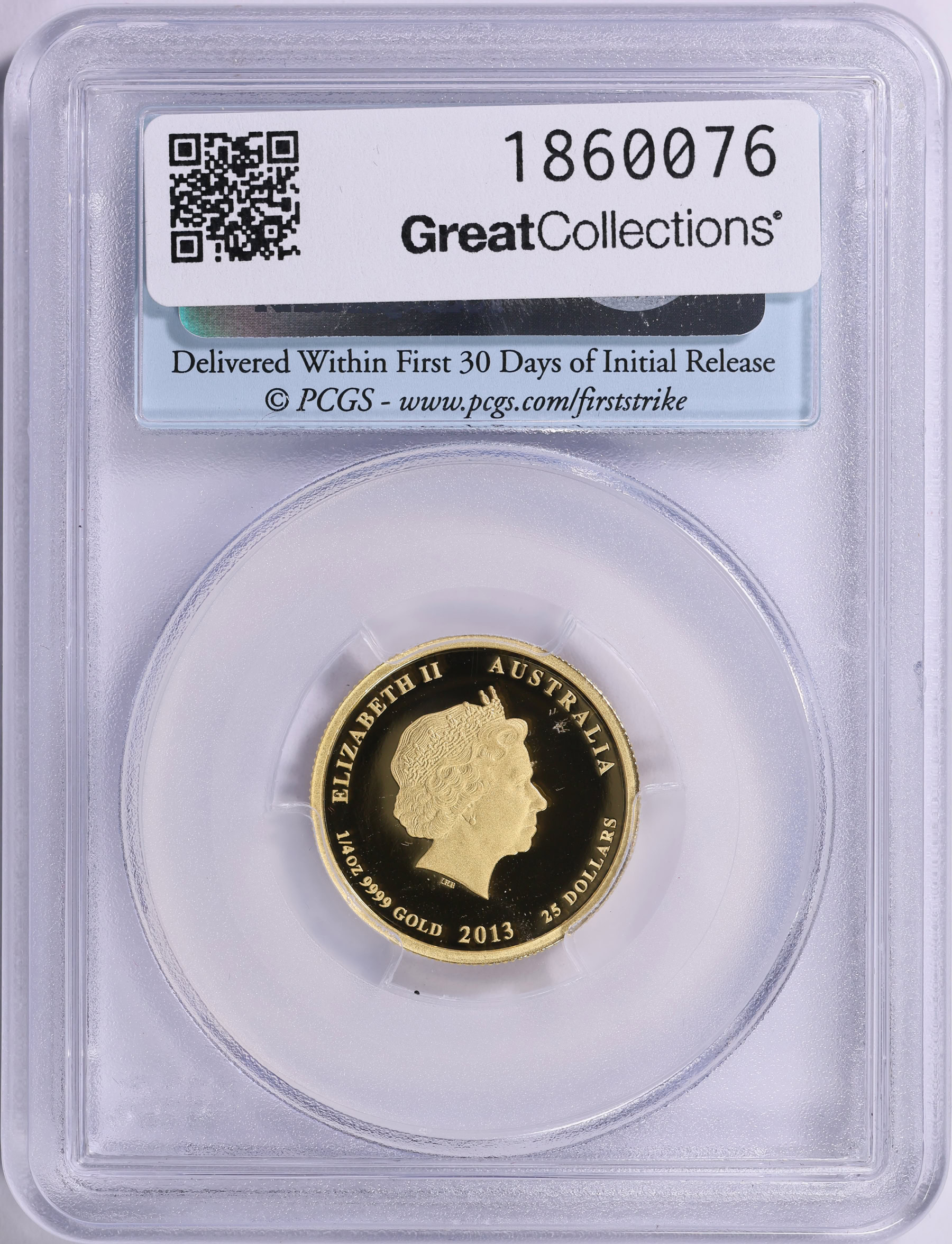 Australia 2013-P Gold $25 Lunar Series, Year of the Snake KM-2090 First ...