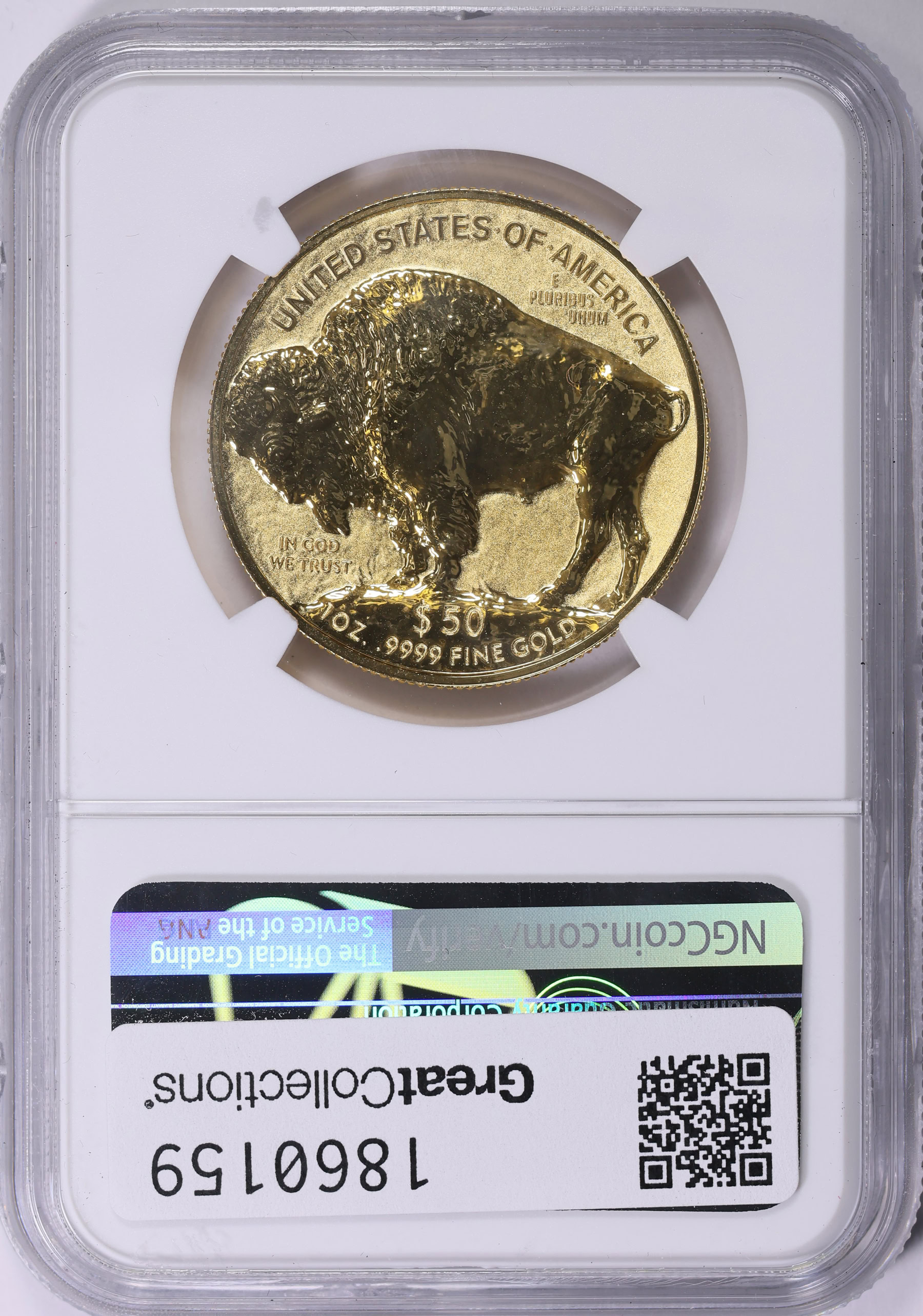 2013-W $50 One-Ounce Gold American Buffalo Reverse Proof NGC Proof-70 (Mercanti Signed Label ...