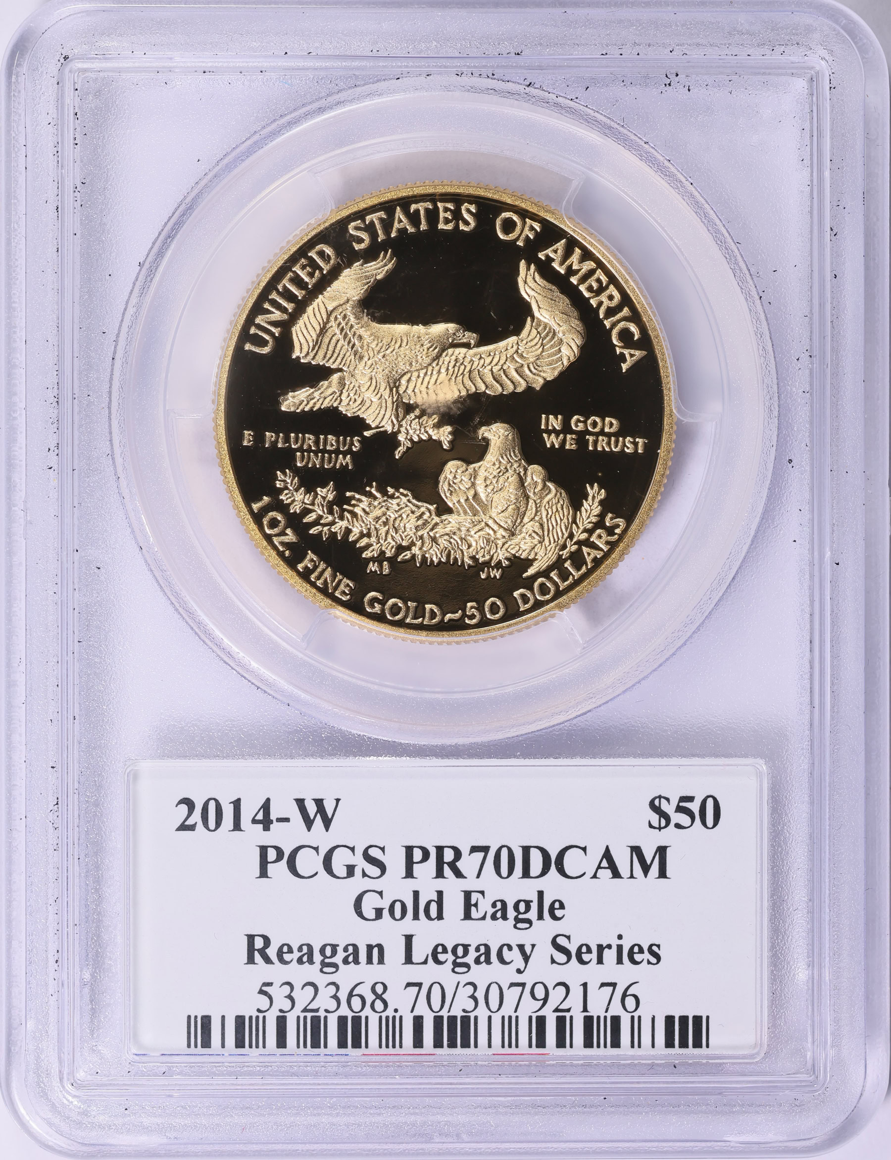 2014-W $50 One-Ounce Gold American Eagle Reagan Legacy Series PCGS ...
