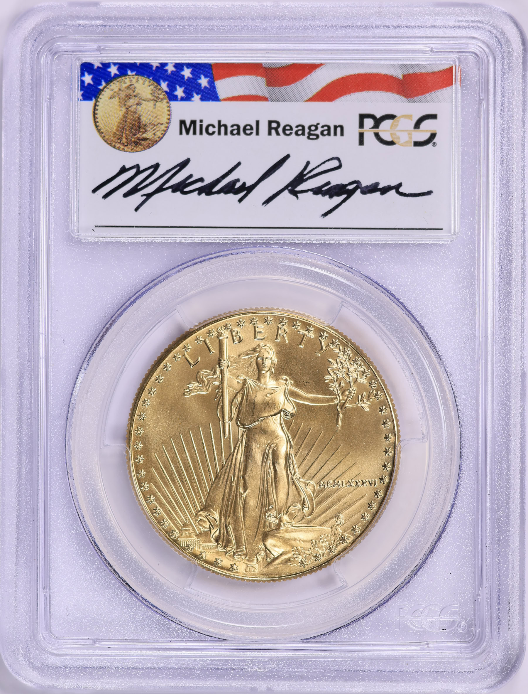 1986 $50 One-Ounce Gold American Eagle Reagan Legacy Series PCGS MS-69 ...