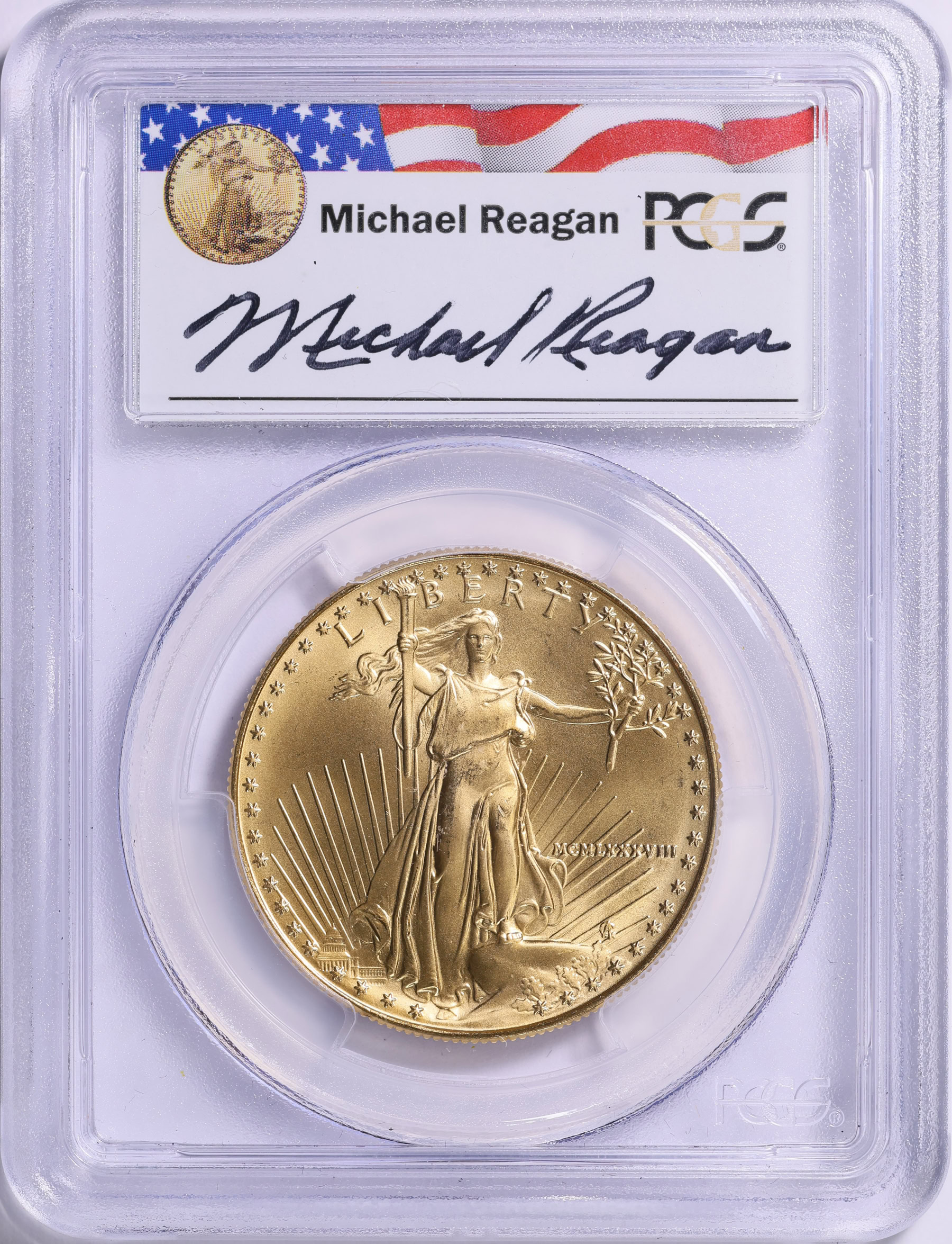 1988 $50 One-Ounce Gold American Eagle Reagan Legacy Series PCGS MS-69 ...
